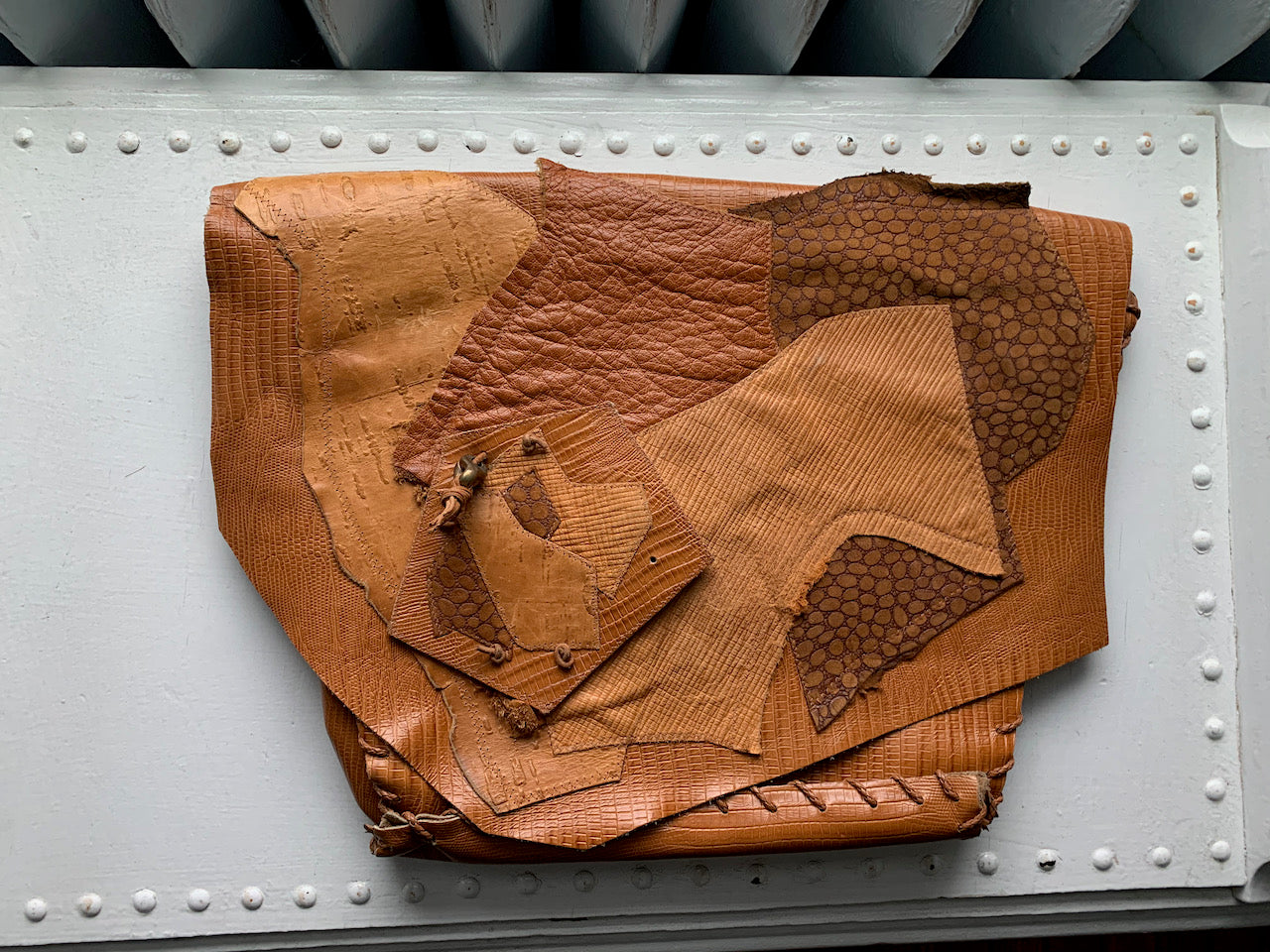 Vintage 80s/90s Oversize Leather Patchwork Clutch By Opulent Containers ...