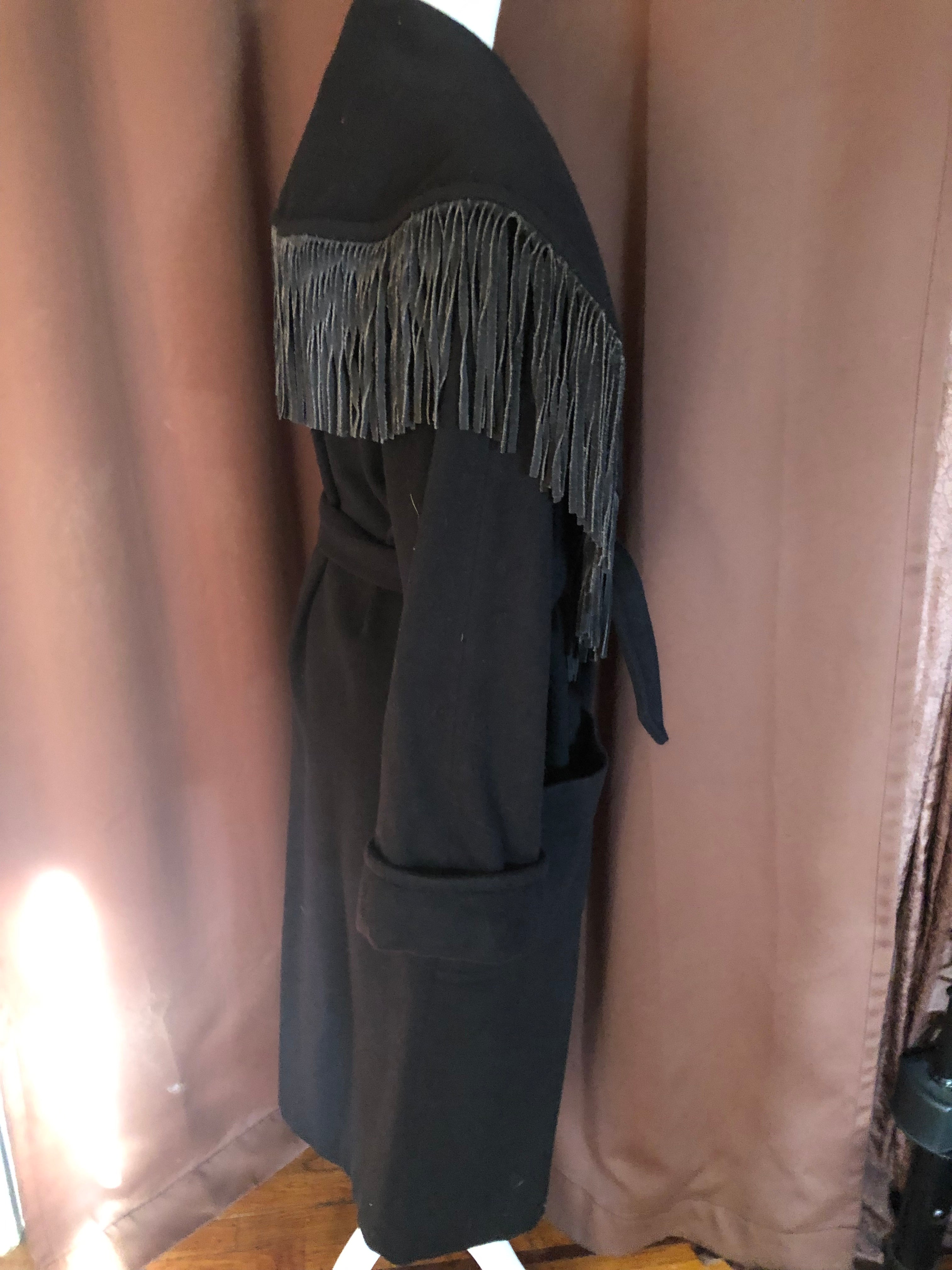 90s Vintage Coat With Suede Fringe By Jonathan Michael | Shop THRILLING