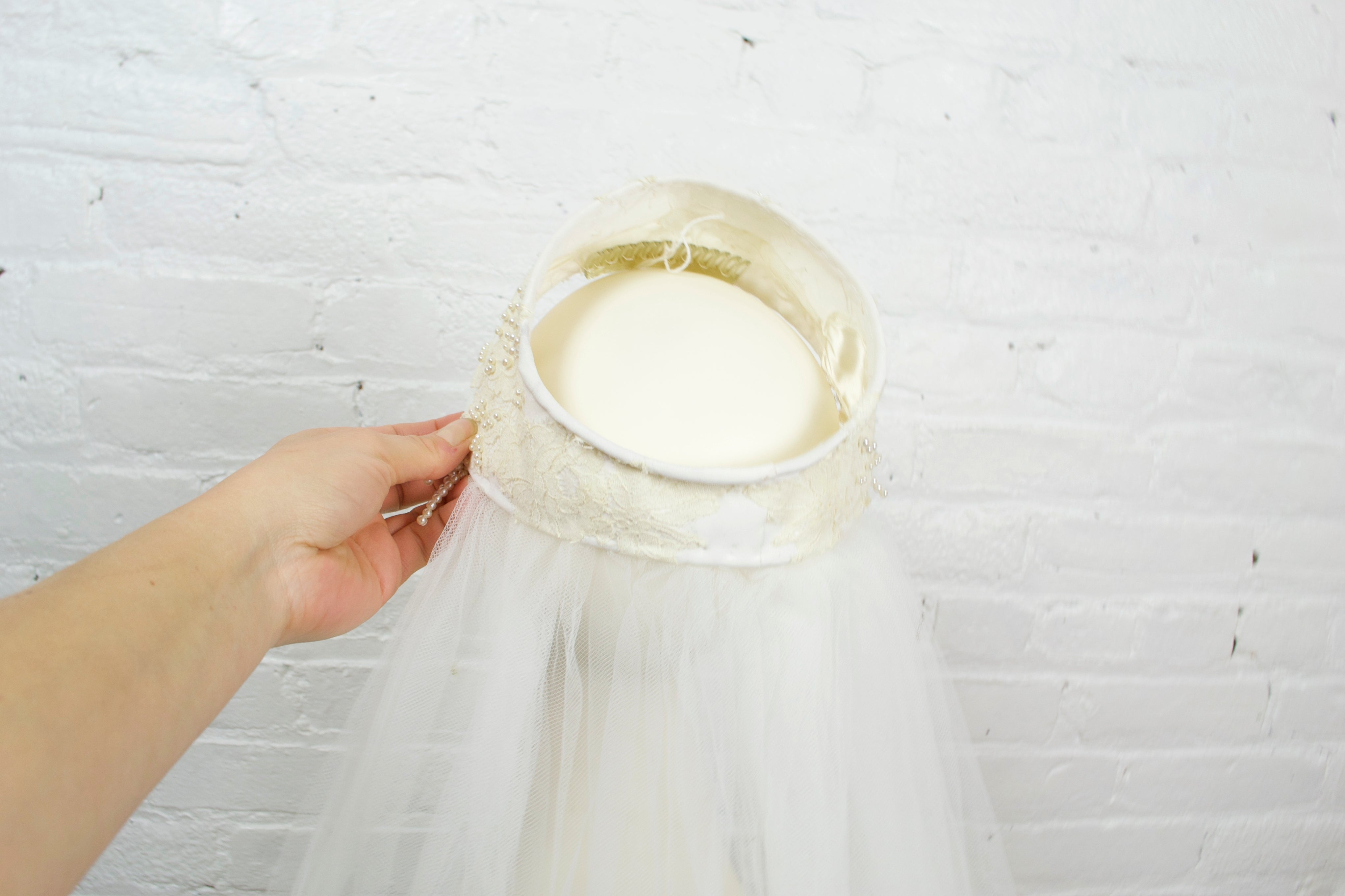 Vintage 60s Long Cathedral Veil With Lace Hippie Bridal Cap | Shop ...