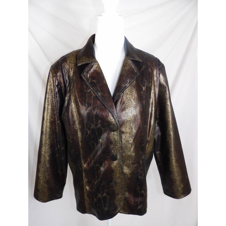 80s Vintage Bronze Snakeskin Jacket By Erin London | Shop THRILLING