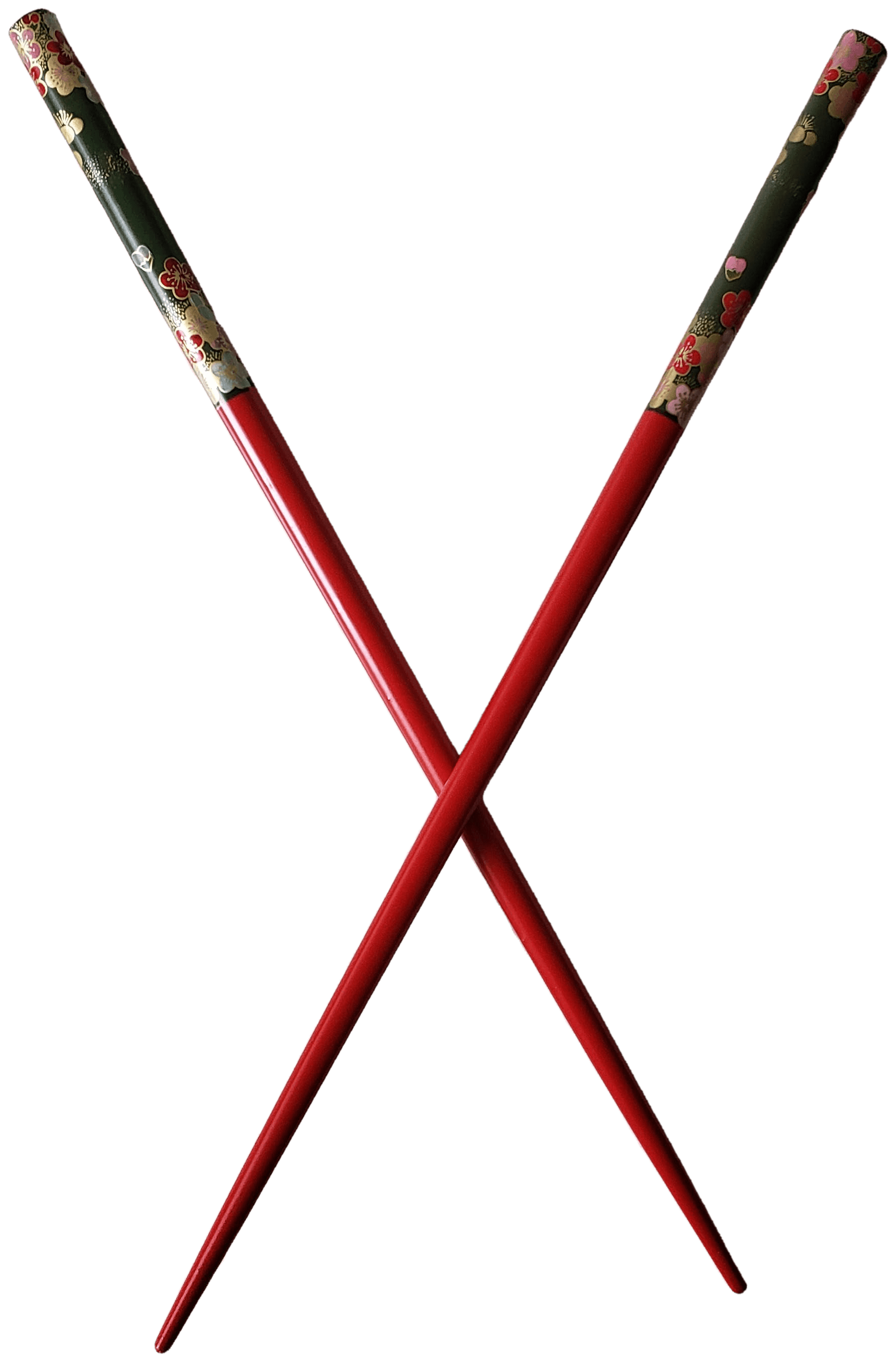 Vintage Red Floral Lacquer Wood Chopsticks Hair Pin Sticks By Made In ...