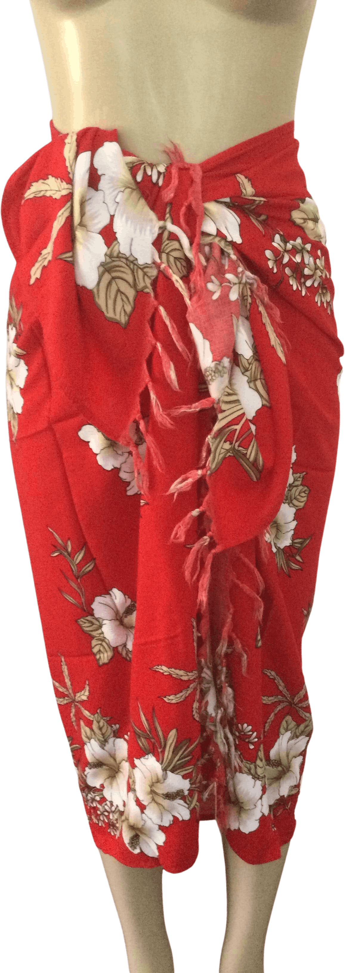 Vintage Red Hawaiian Floral Scarf wrap hibiscus | Shop THRILLING