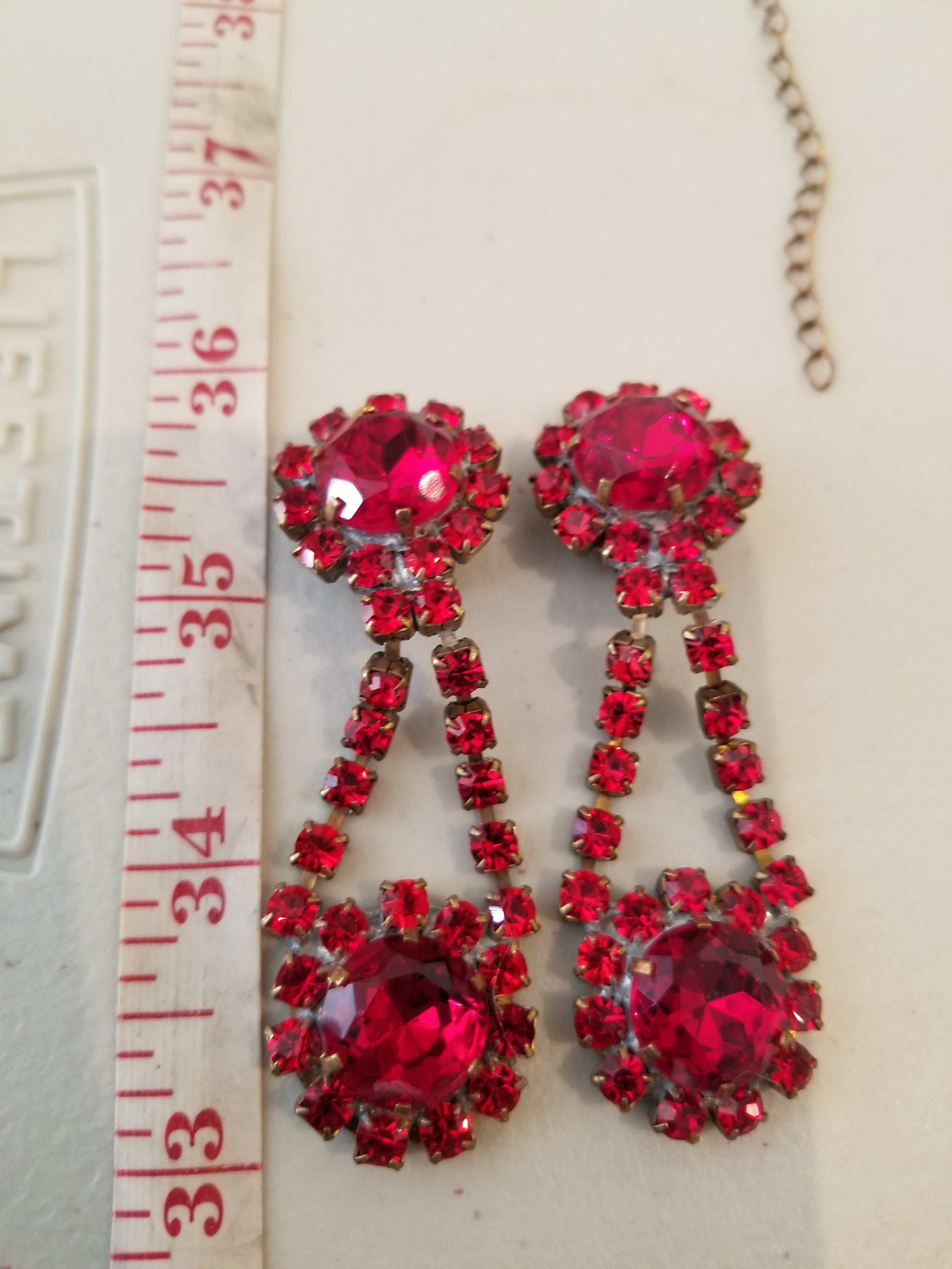 Vintage Red Ruby Geometric Clip-On Earrings | Shop THRILLING
