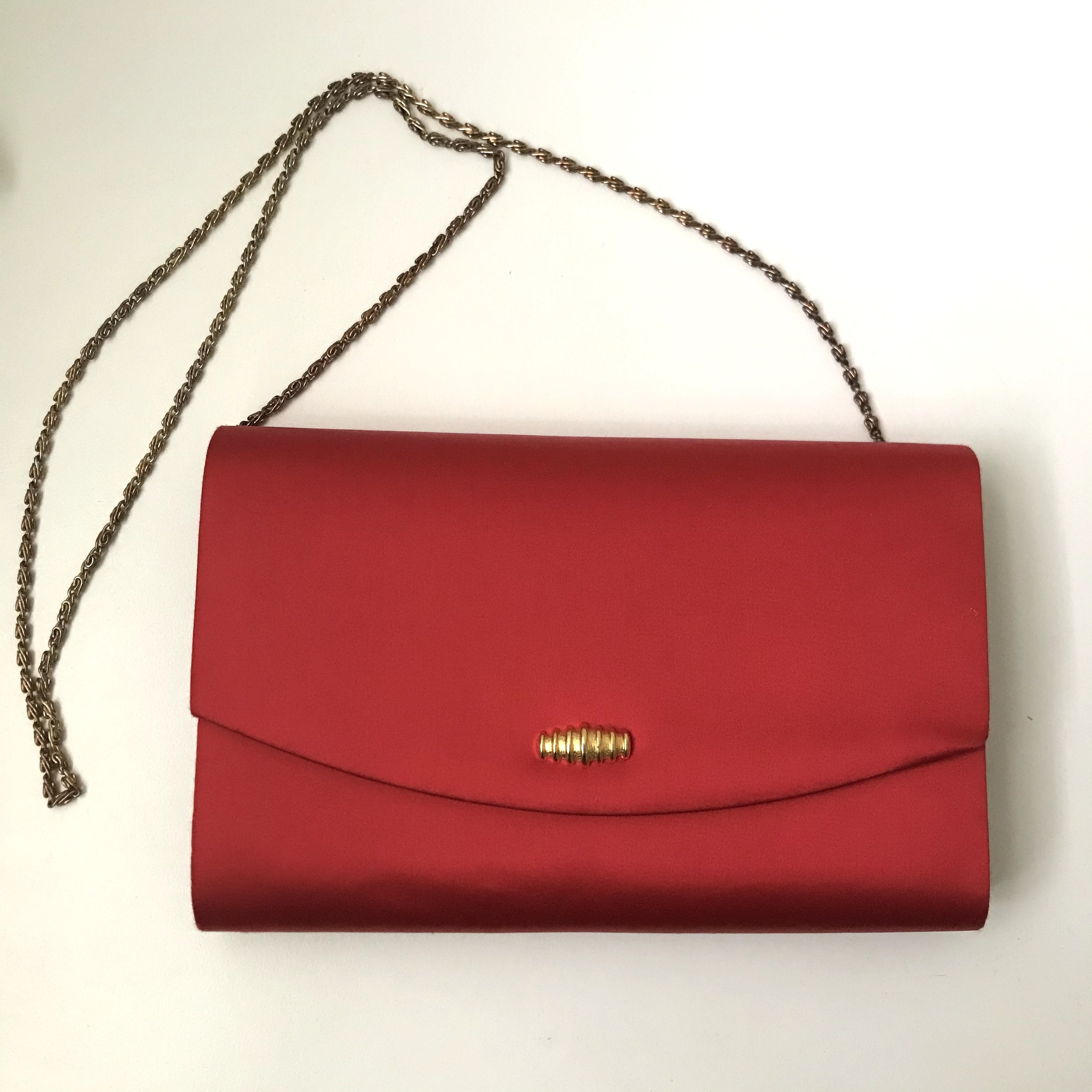 Vintage Red Satin Purse with Chain Strap | Shop THRILLING