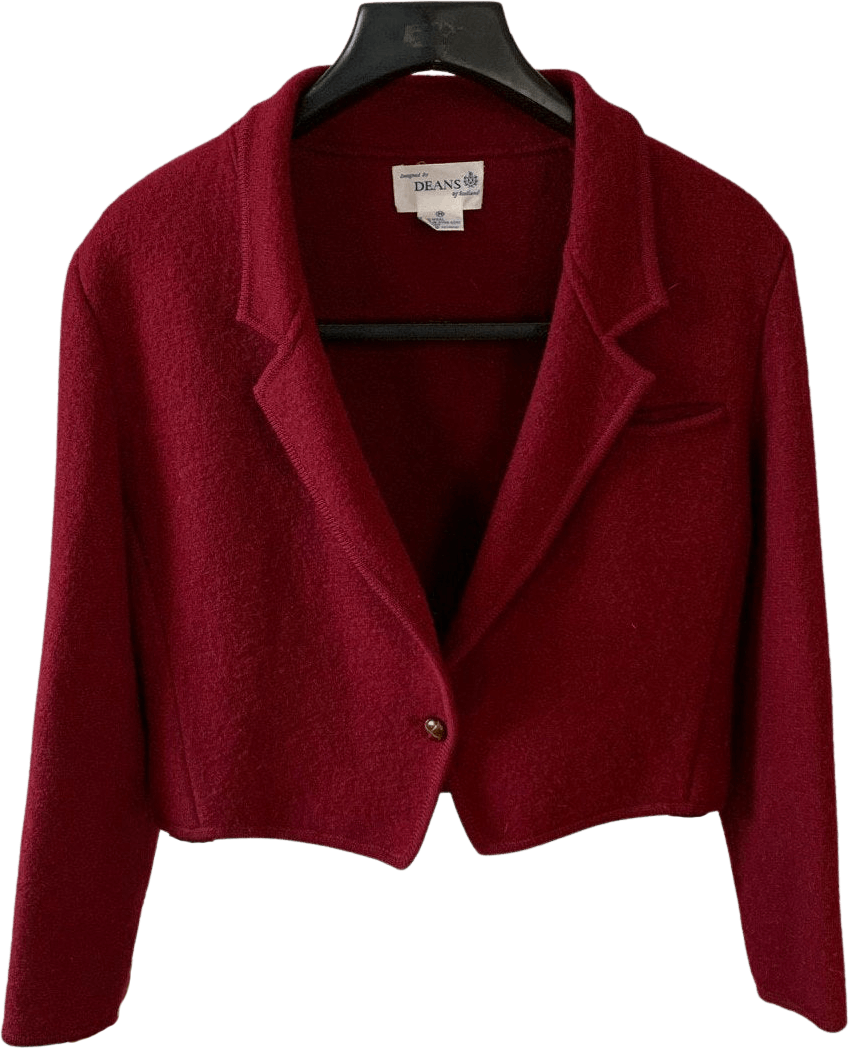 Vintage Red Wool Cropped Single Button Jacket by Deans of Scotland ...
