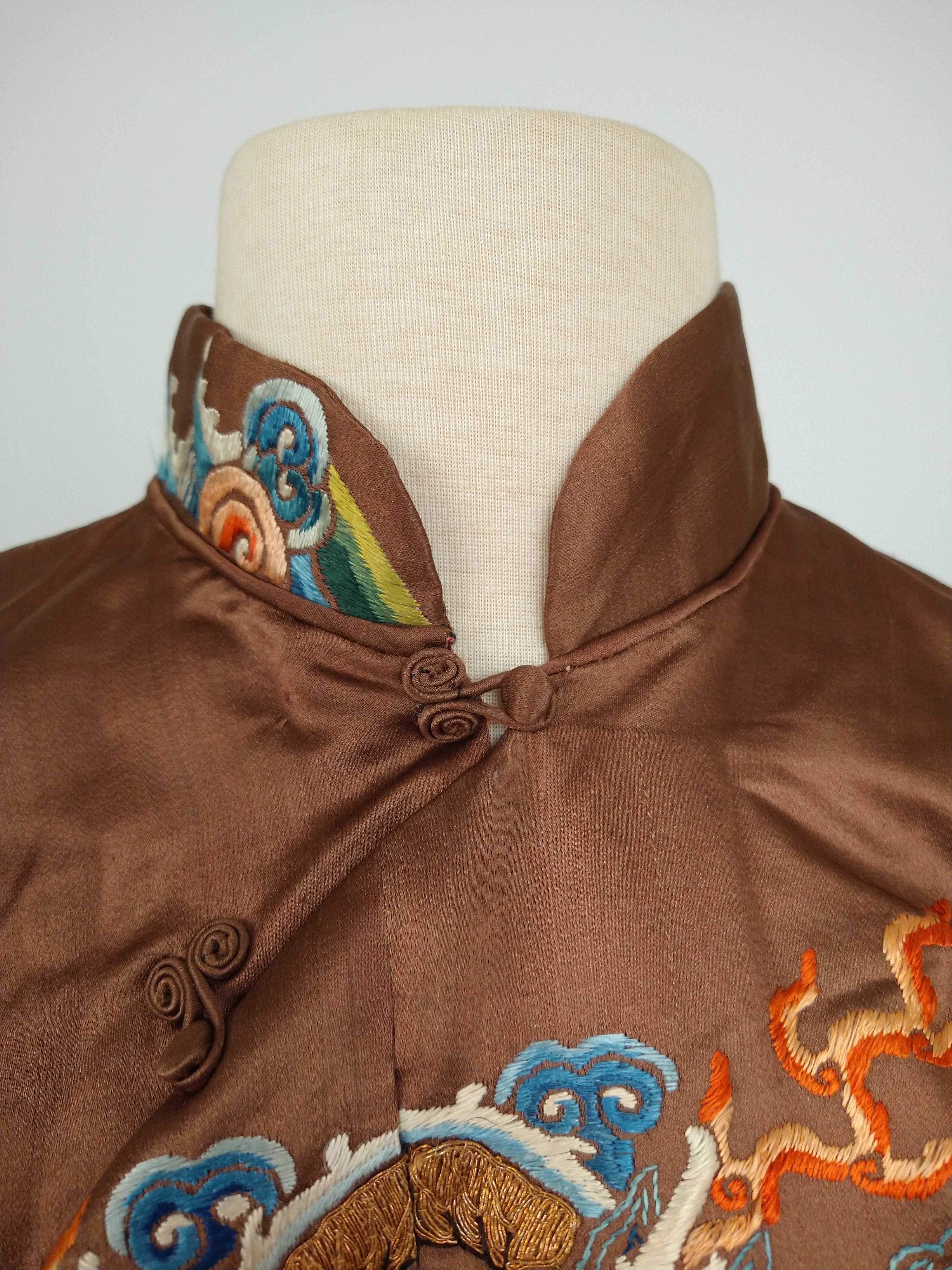 Vintage 40's Incredible Silk Embroidered Dragon Robe | Shop THRILLING