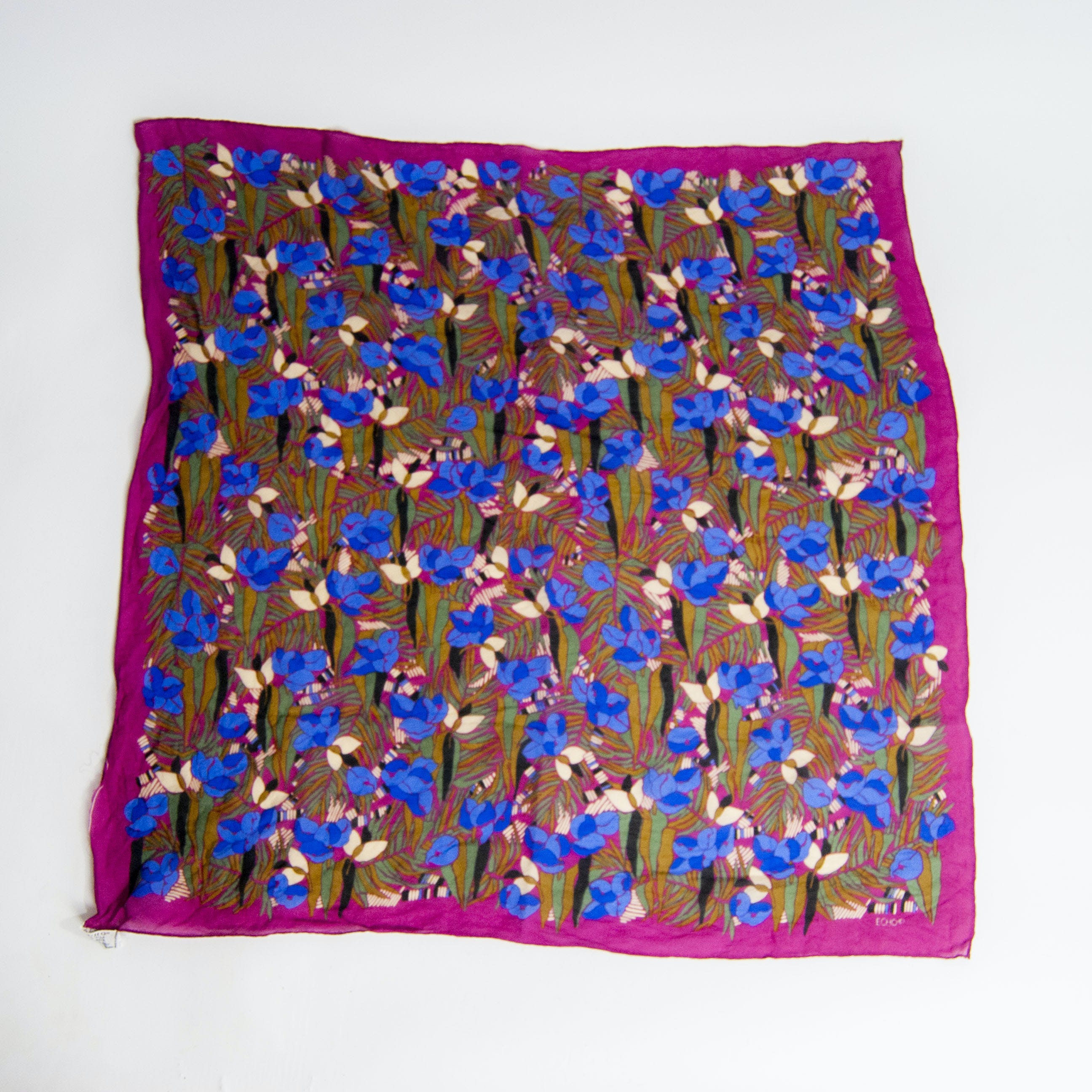 Vintage 70's Jewel Tone Floral Silk Scarf by Echo | Shop THRILLING