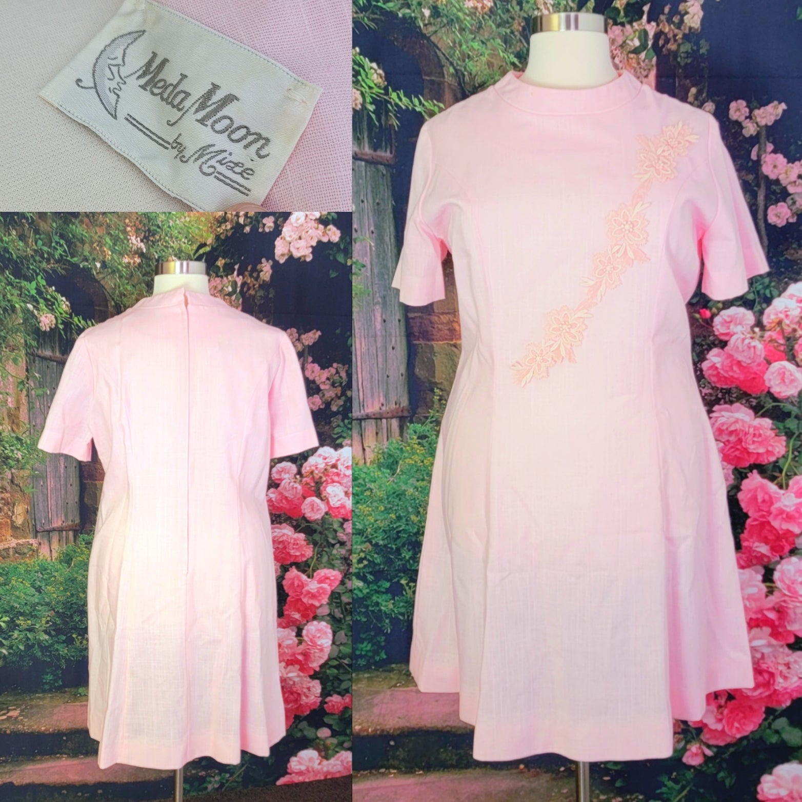 Vintage 60s/70s Pastel Pink Mod Mini Plus Size Dress By Meda Moon by ...