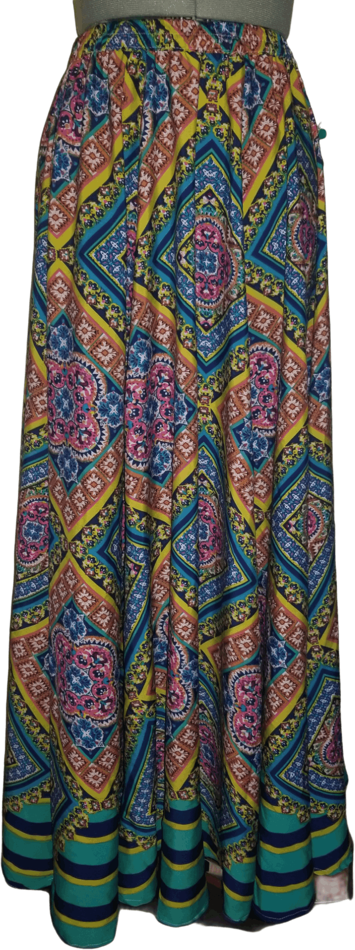 Vintage Silky Polyester Bohemian Circle Maxi Skirt by Mix Nouveau ...