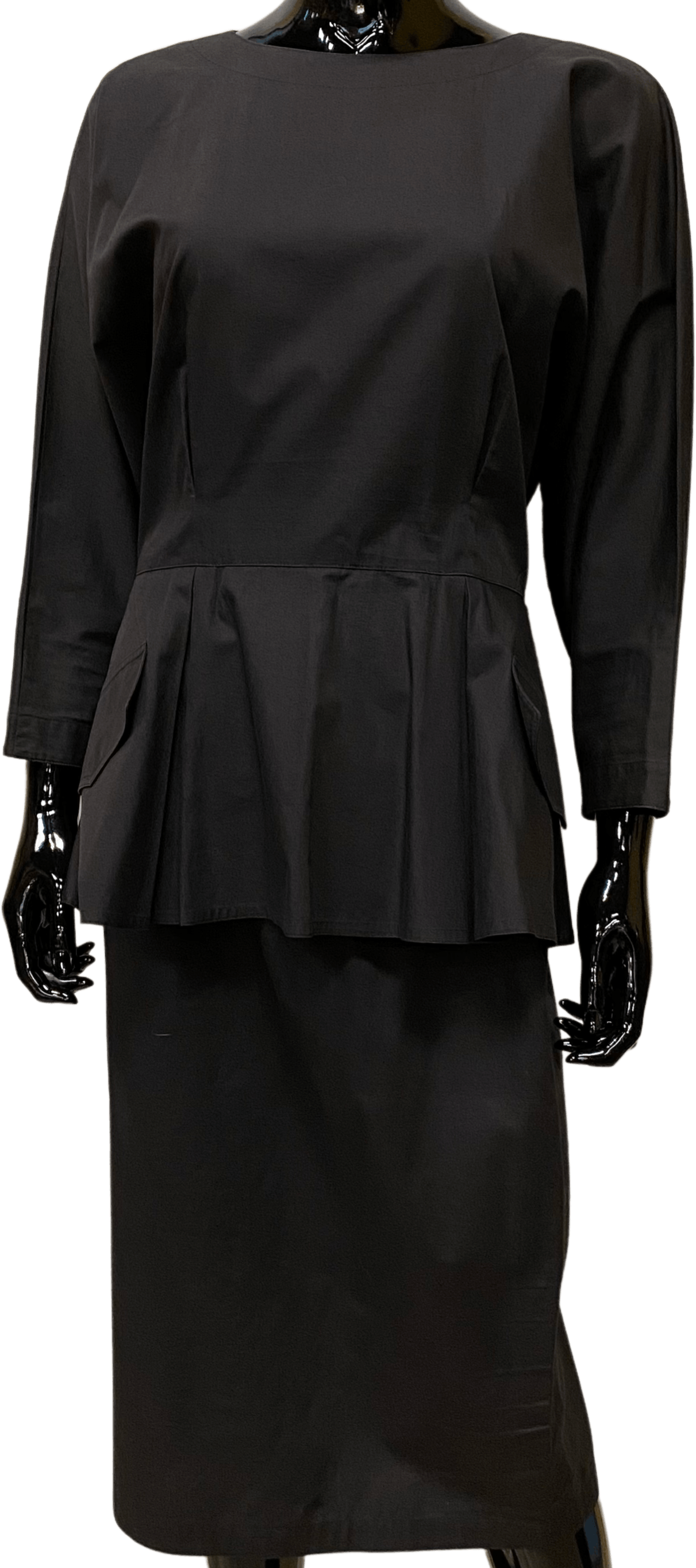 Vintage 80's Black Long Sleeve Peplum Dress by St. Gillian | Shop THRILLING
