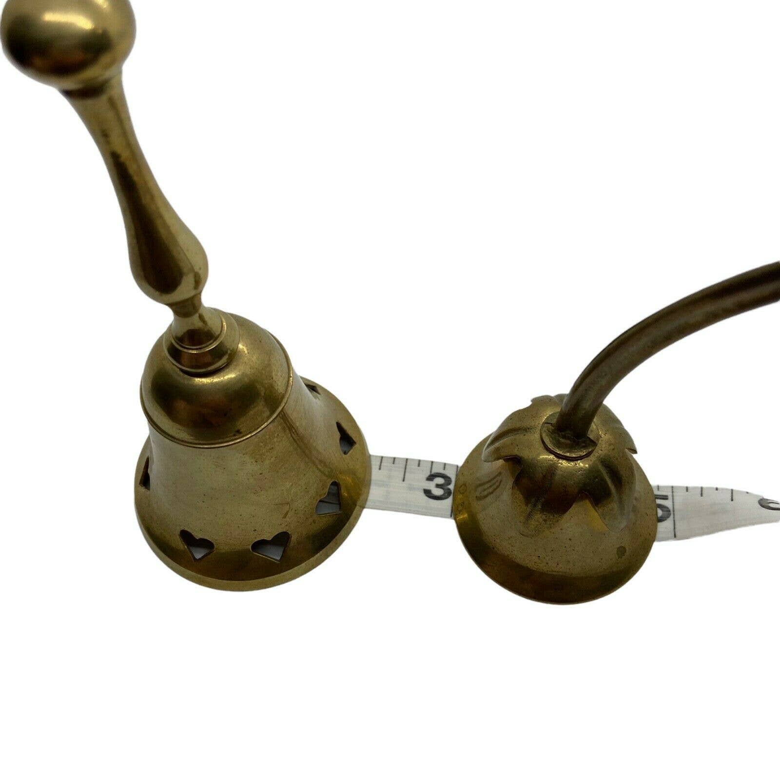 Vintage Brass Heart Shaped Cut Outs Curved Decorative Charming Bells ...