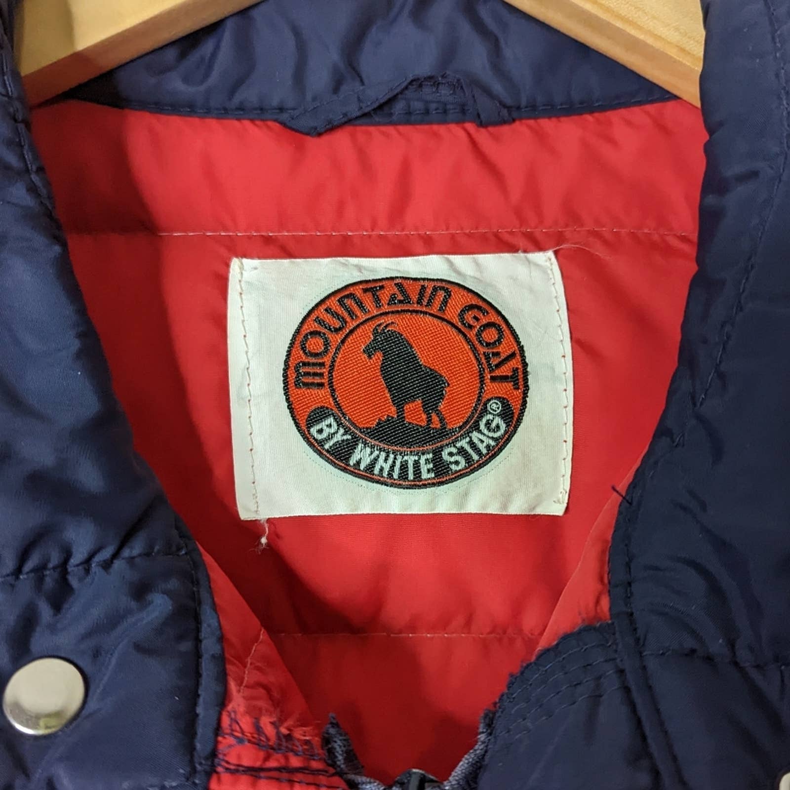 Vintage 70s Blue Yellow Red Colorblock Down Puffer Jacket by White Sta ...