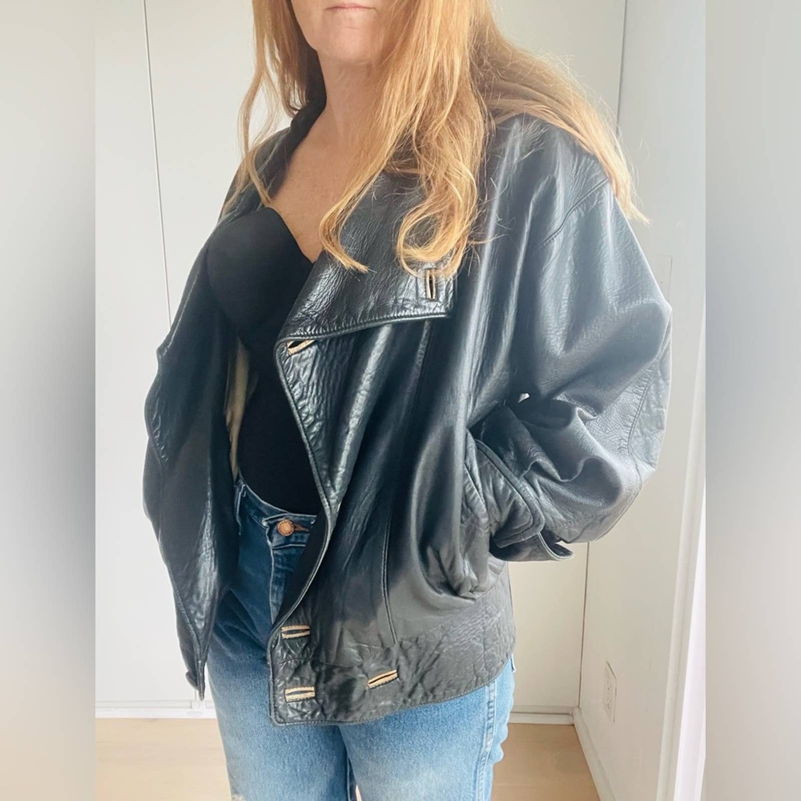 Vintage 80s Julie Duren Leather Jacket Lambs Skin Black Rock Star Styl ...