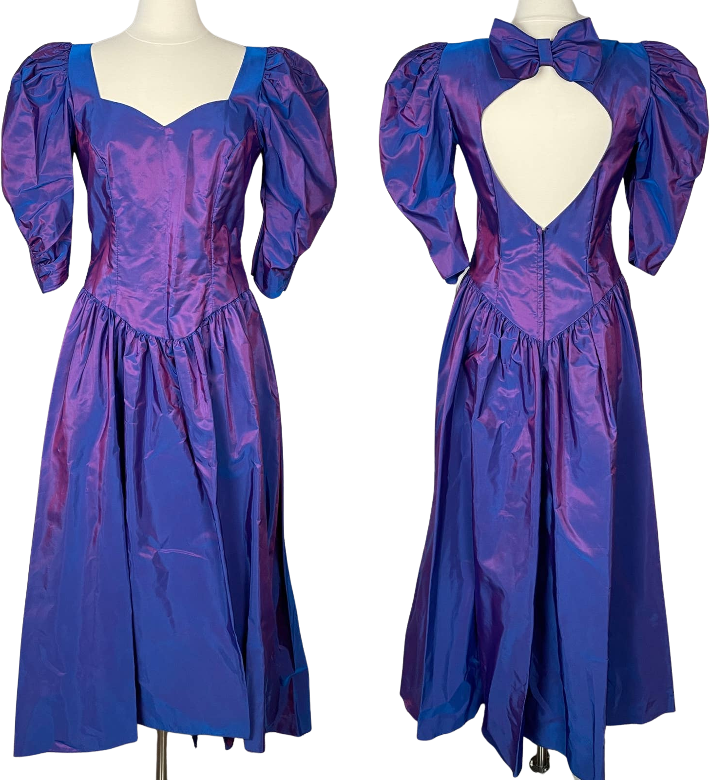 Vintage 80s Blue Purple Holographic Puffy Prom Formal Dress by Alfred ...