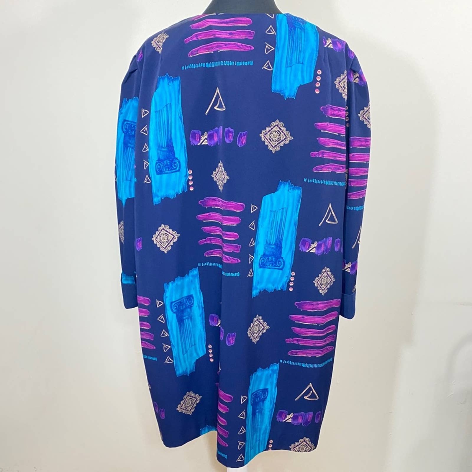 Vintage Periwinkle Navy Blue Mixed Print Open Jacket by Periwinkle ...