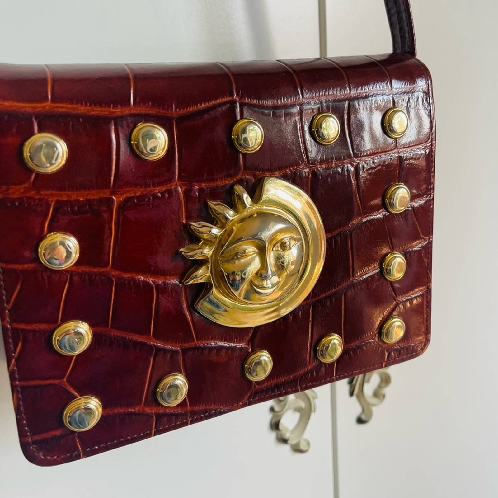 Vintage 90s Purse Embossed Leather with Sun/moon Celestial Details Cro ...