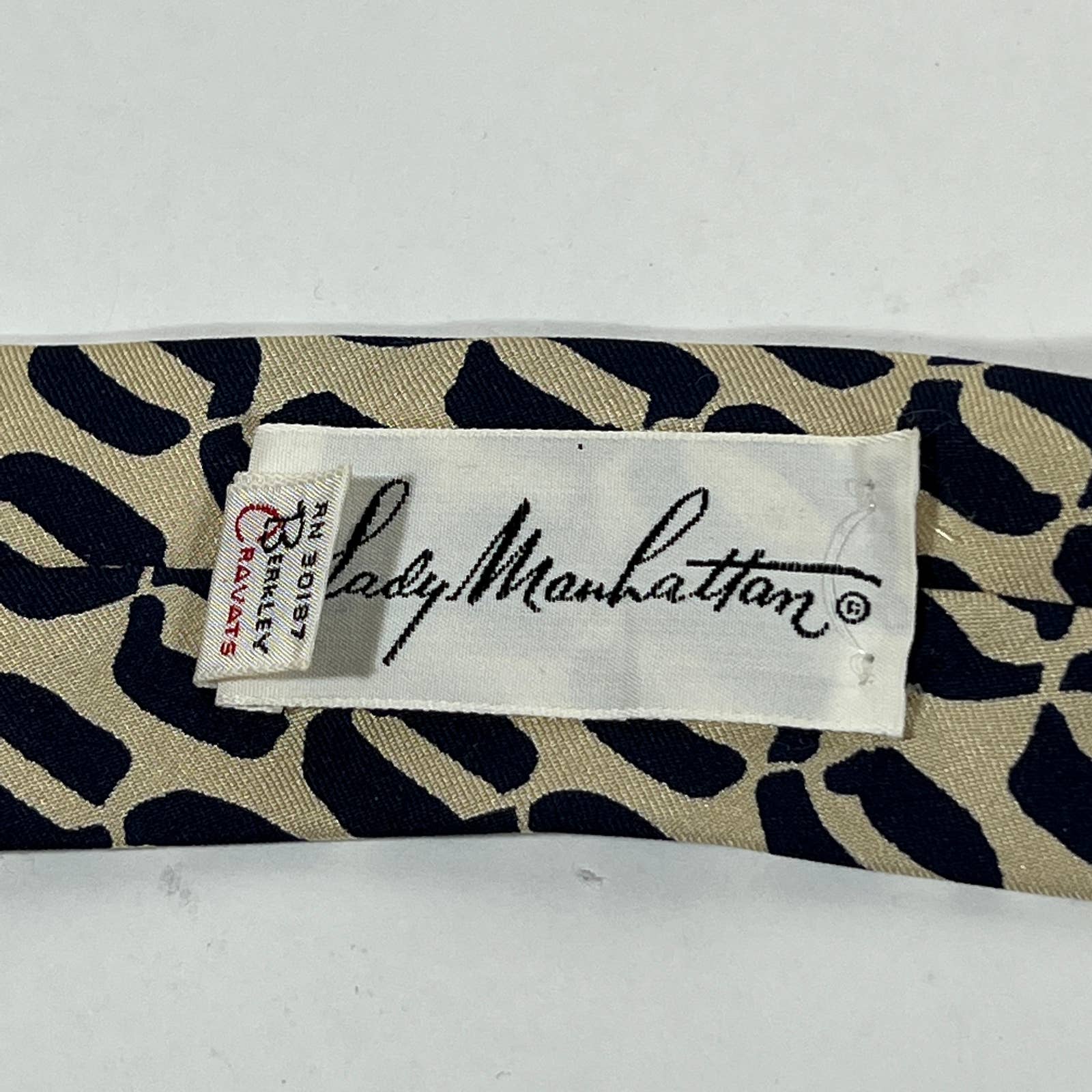 Vintage Lady Manhattan Tie Silk In Navy Blue and Cream 40s 50s by Lady ...