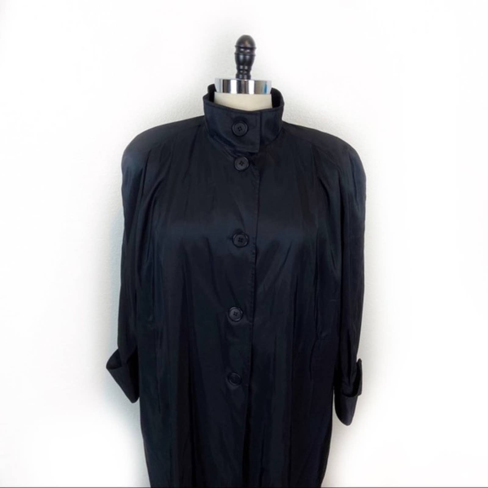 Vintage Vision Usa Black Lightweight Satin Coat by Vision | Shop THRILLING