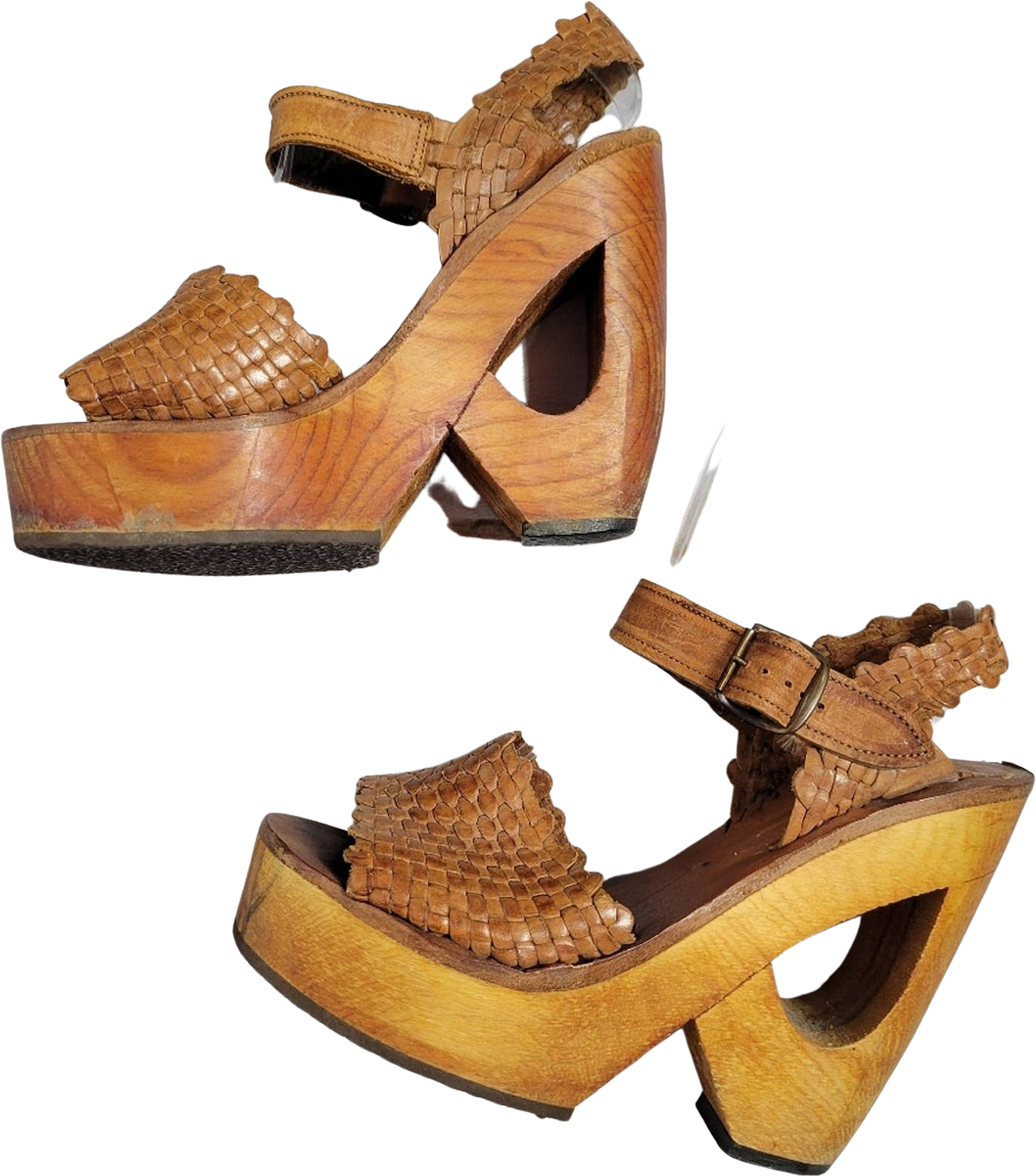 Vintage 70s Wooden Woven Platforms Stuff by Frank Sbicca | Shop THRILLING