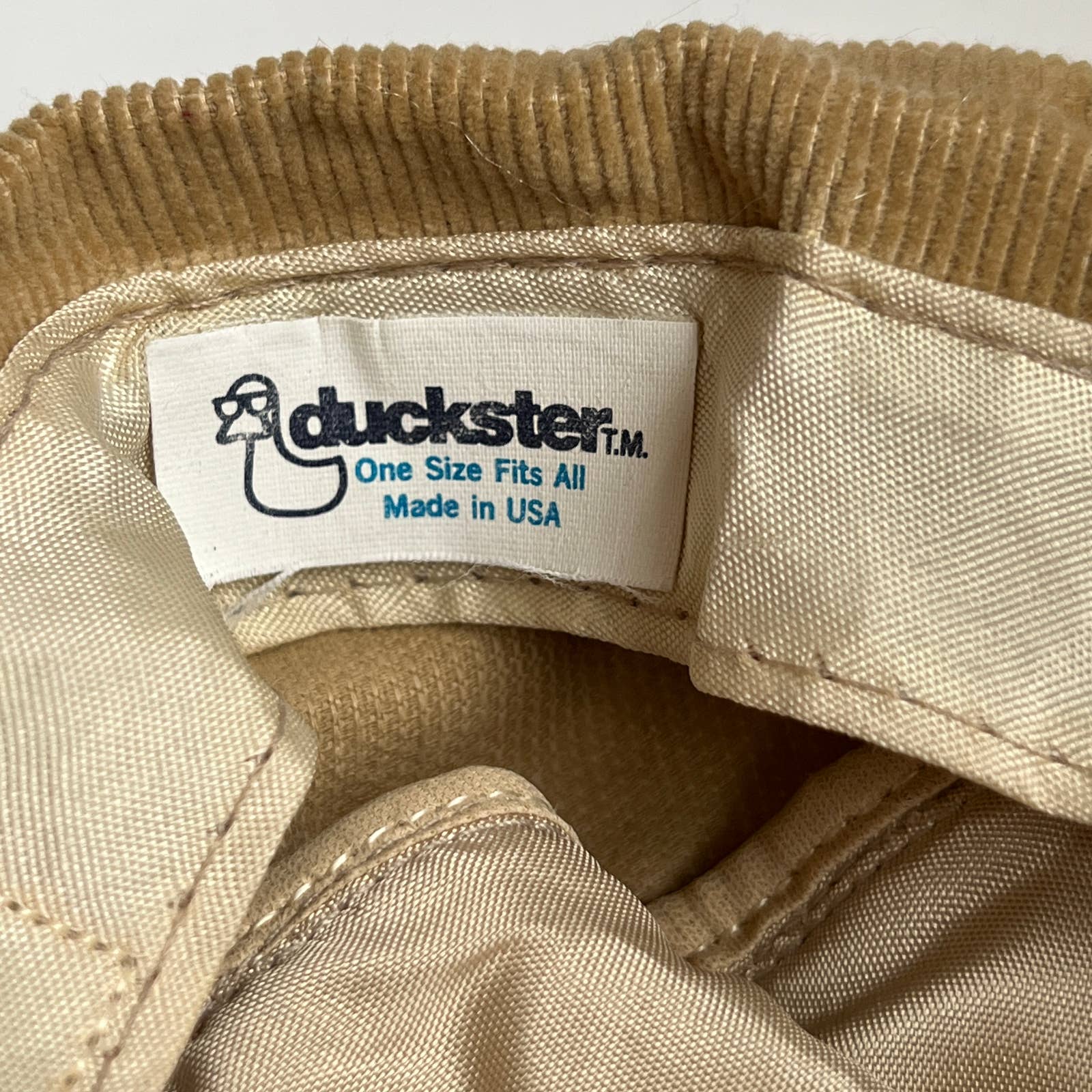 Vintage Duckster Khaki Corduroy Newsboy Cap Hat Embroidered Logo Usa ...