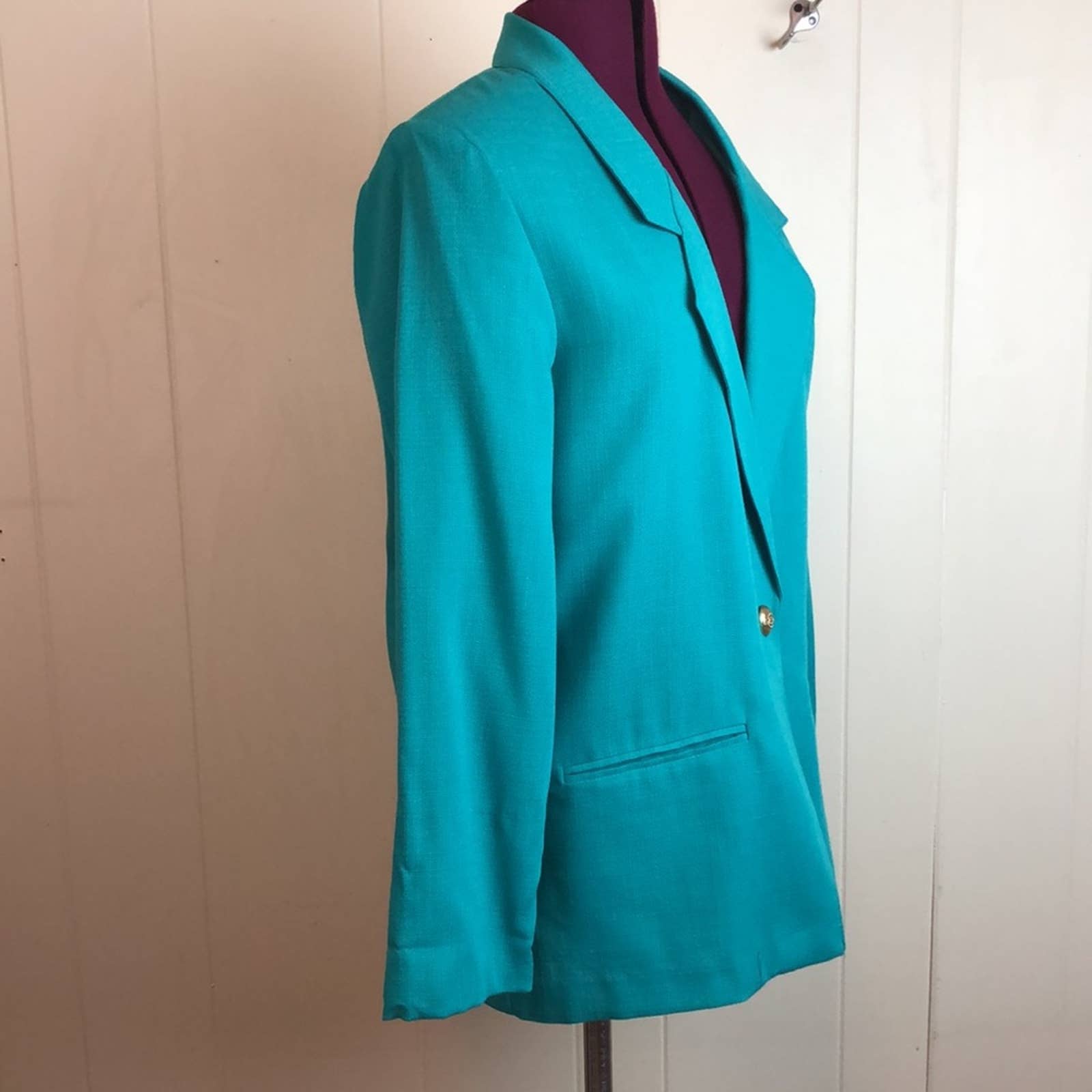 Vintage 80s 90s Classic Overise Boxy Blazer 14 Teal Career Suit Jacket ...