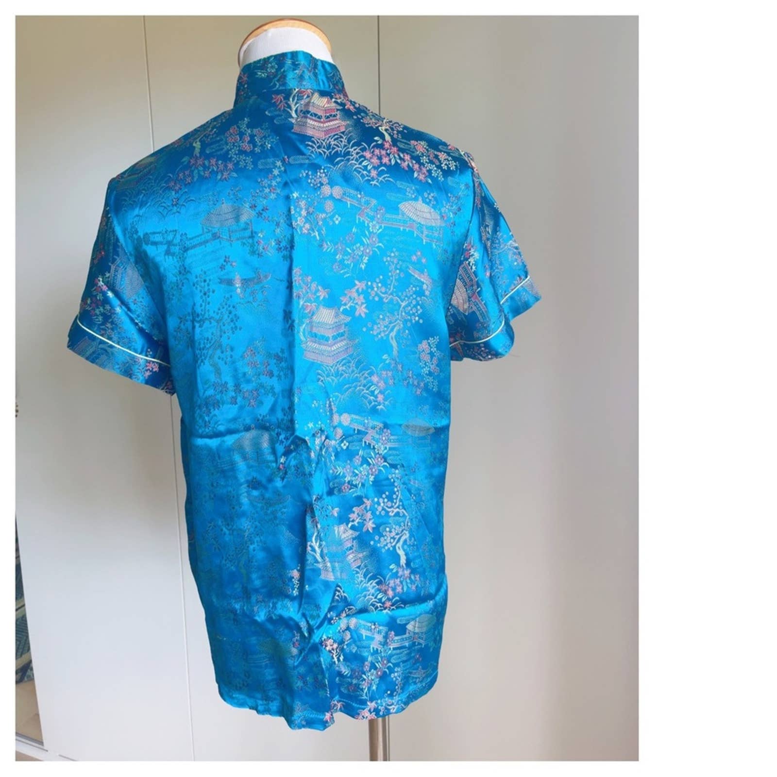 Vintage Solz Squirrel Jacket In Shiny Blue Satin Jacquard Fabric Small ...