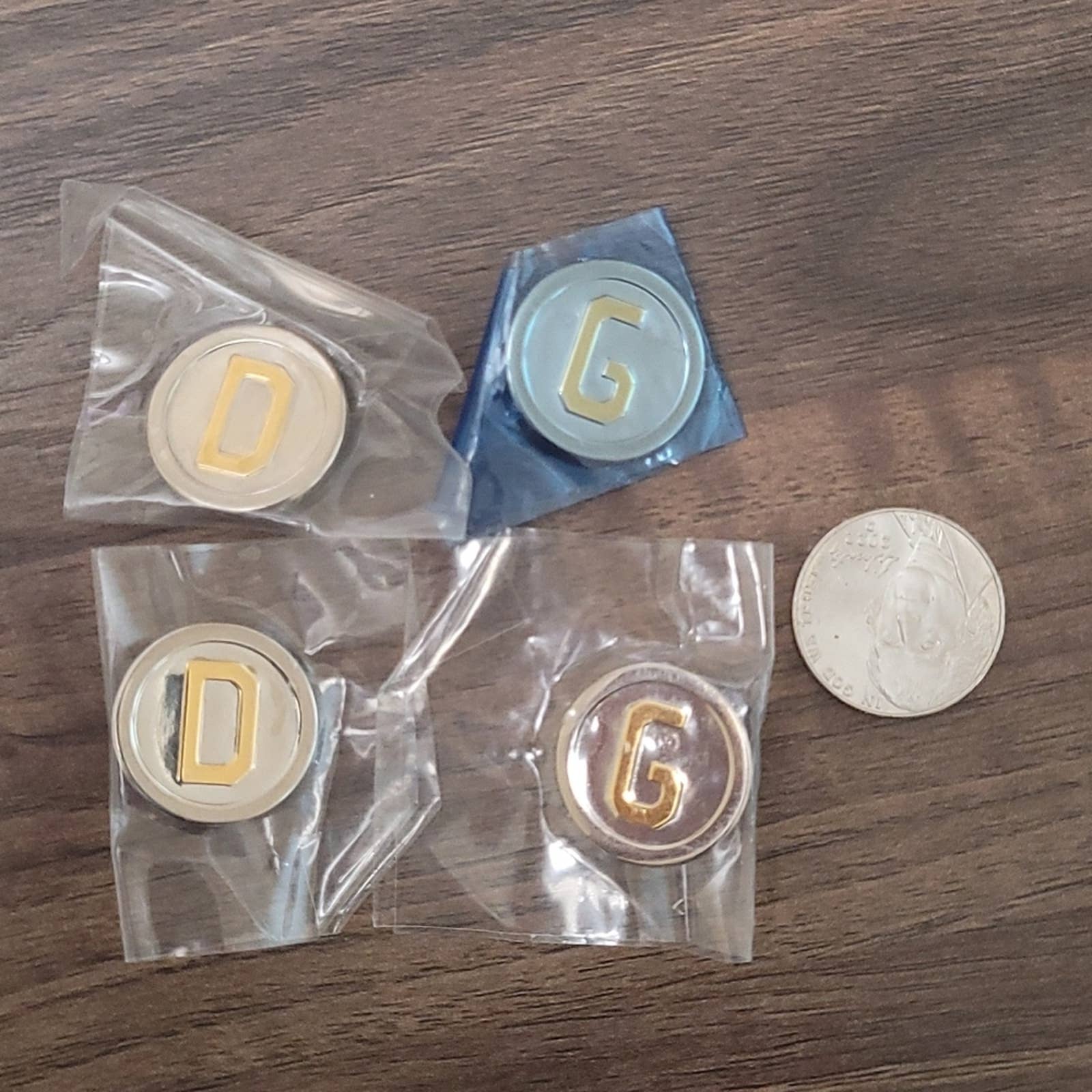 Vintage Set of 4 Silver-Tone and Gold-Tone "d" and "g" Shank Buttons by ...