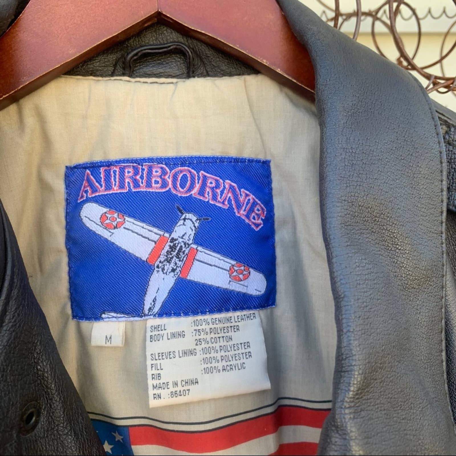 Vintage Airborne Air Force Leather Bomber Jacket by Airborne Leathers ...