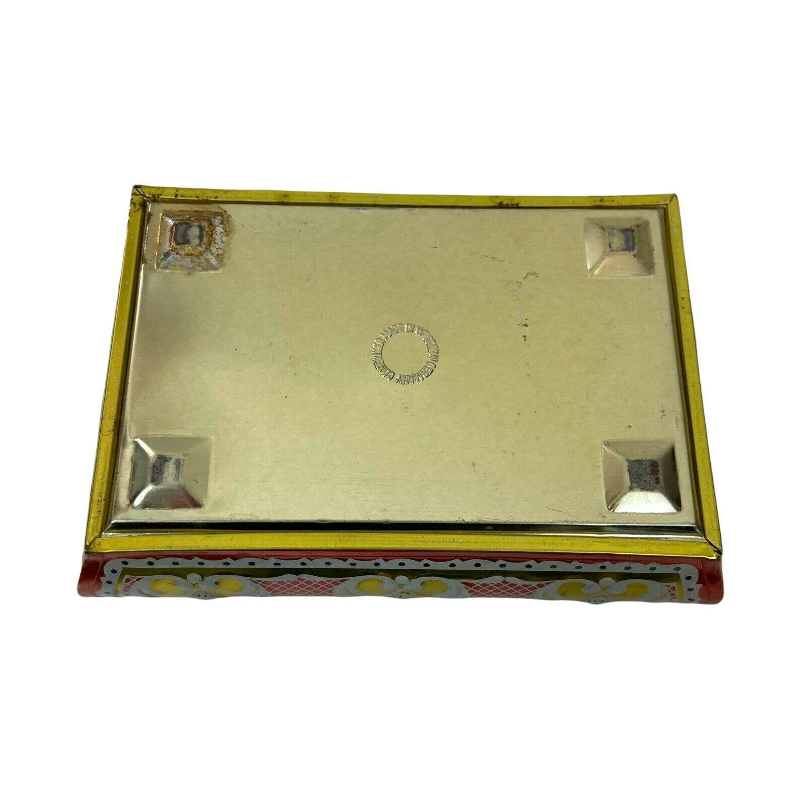 Vintage Multicolor Tin Square Decorative Shiny Trinket Box West German ...
