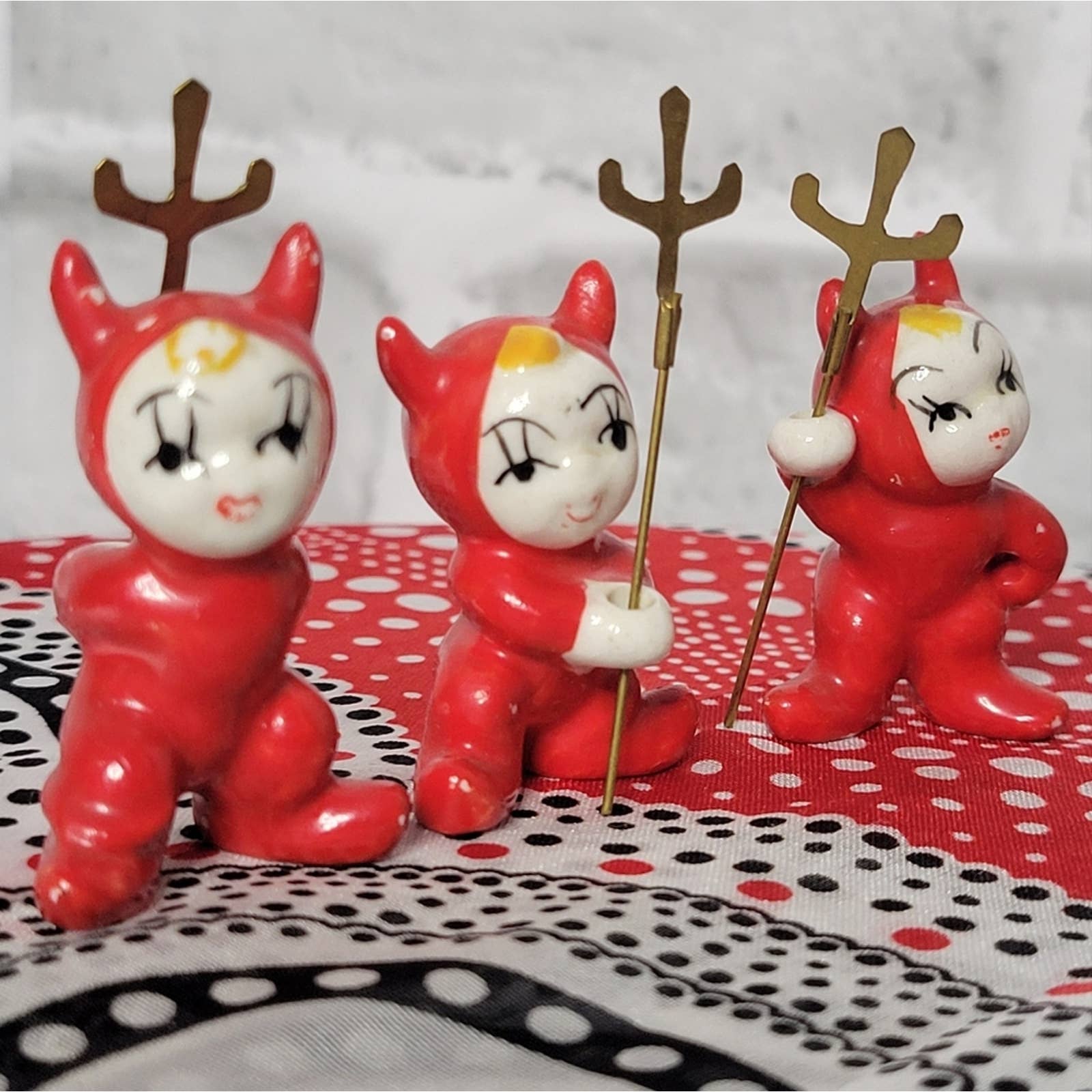 Vintage 50s 60s Devil Pixie Ceramic Set of 3 Figurines | Shop THRILLING