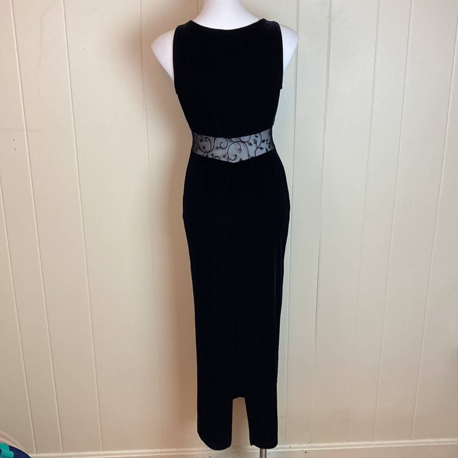 Vintage 90s 00s Grunge Velvet Sheer Midriff Gown by All That Jazz ...