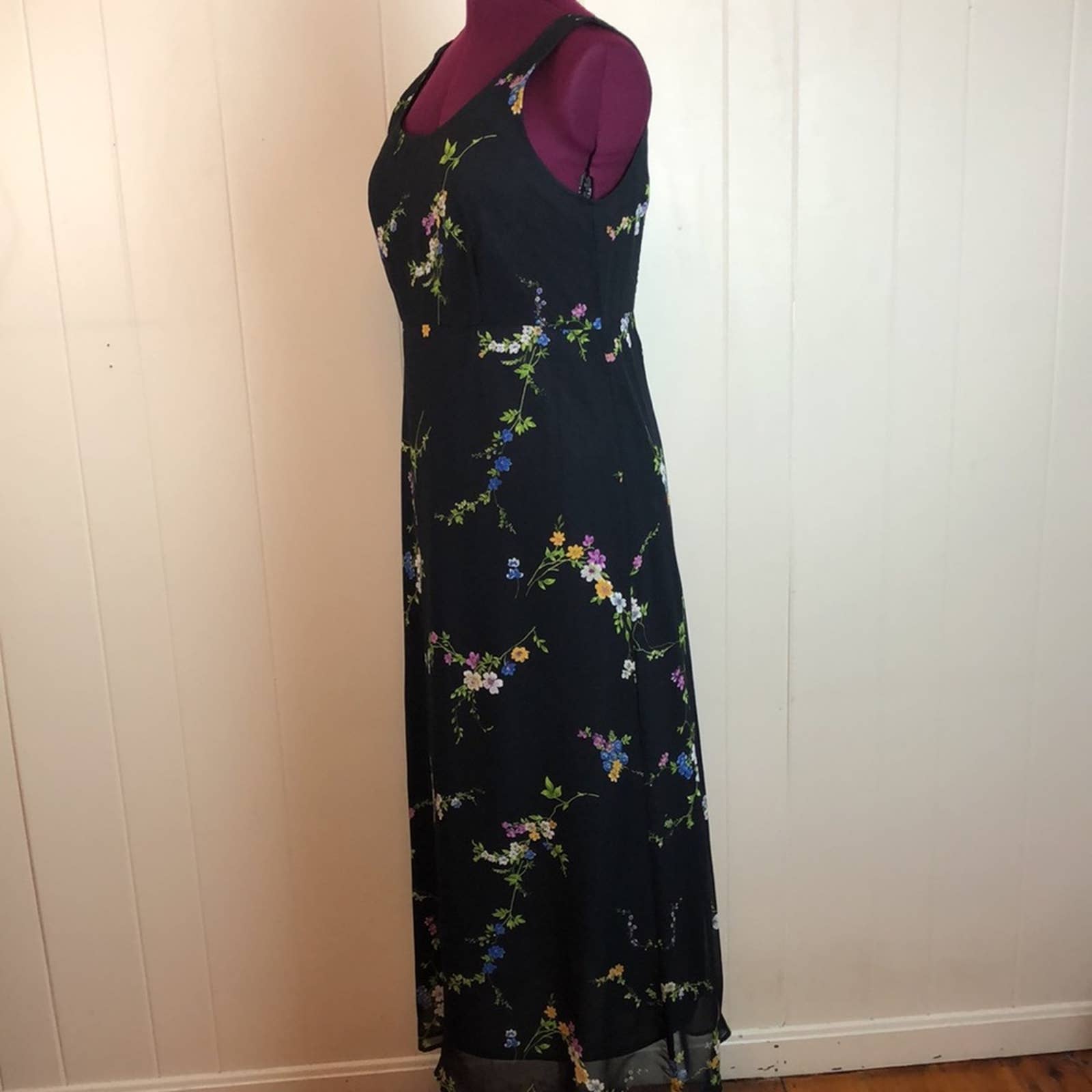 Vintage 90s Flowy Floral Tank Dress Maxi Dress by Robbie Bee | Shop ...