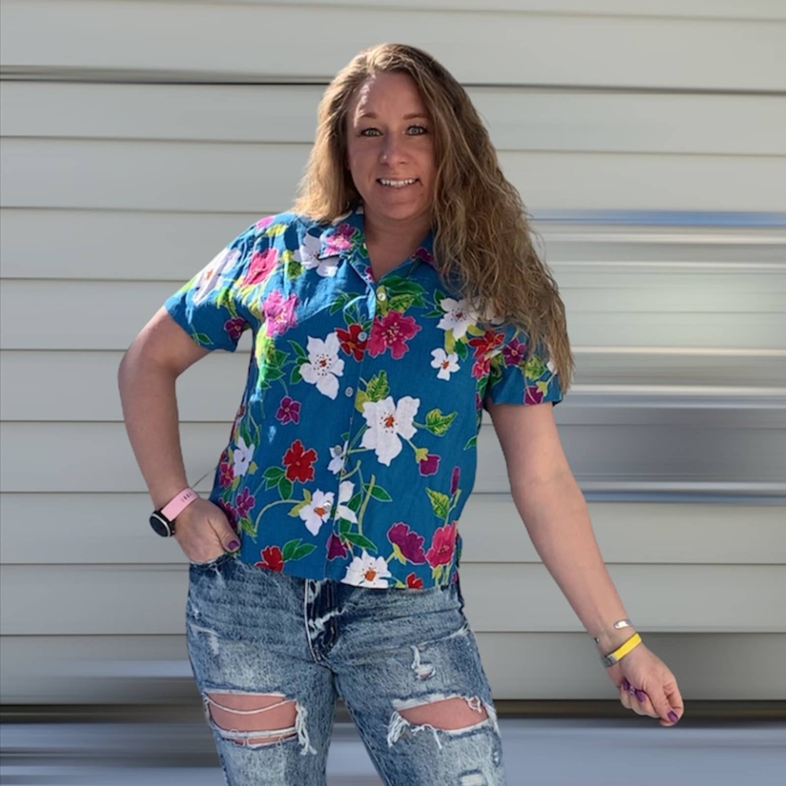 Vintage 90s Carole Little Tropical Floral Linen Blouse by Carole Littl ...