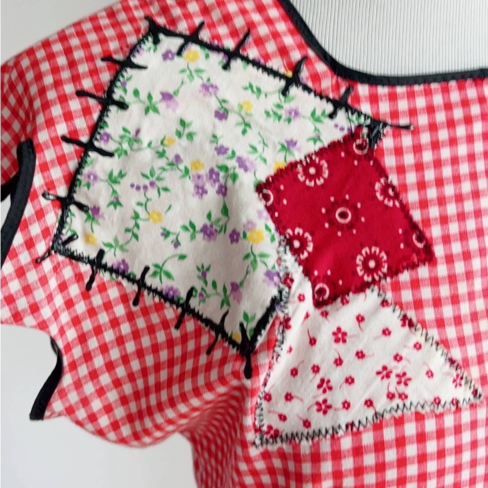Vintage Handmade Gingham Dress Halloween Costume Patchwork Small Hillb ...