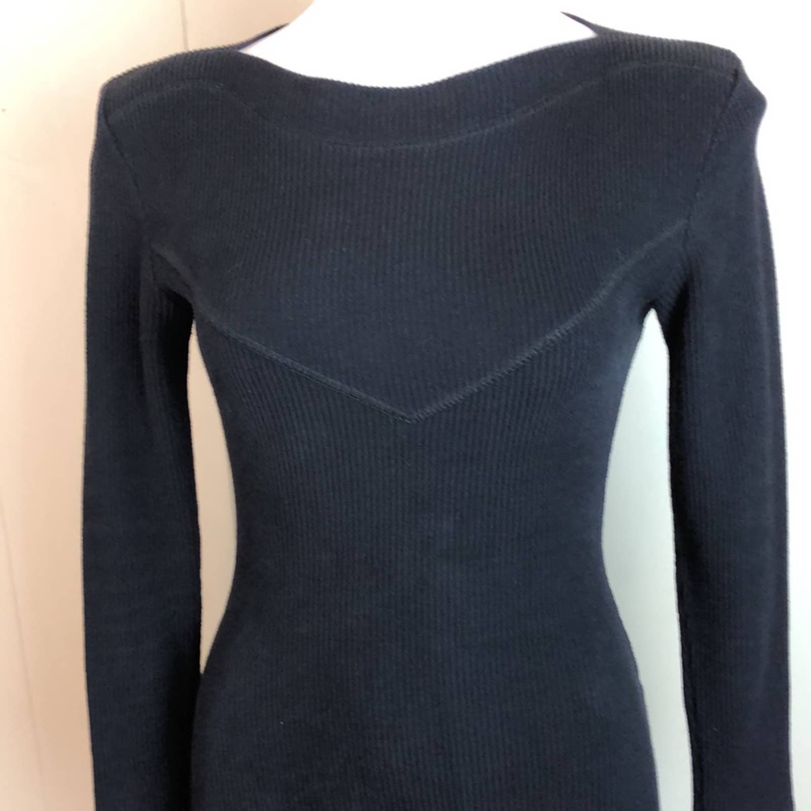 Vintage 70s 80s Pin Up Goth Grunge Knit Sweater Dress Small Fitted Par ...