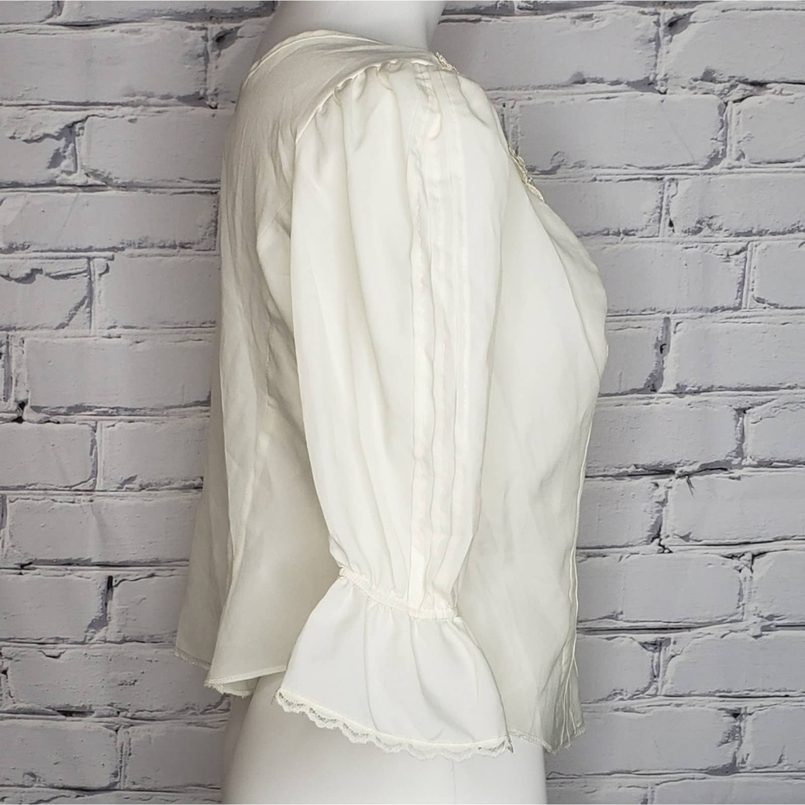 Vintage Puff Sleeve Victorian Lace Trim Blouse | Shop THRILLING