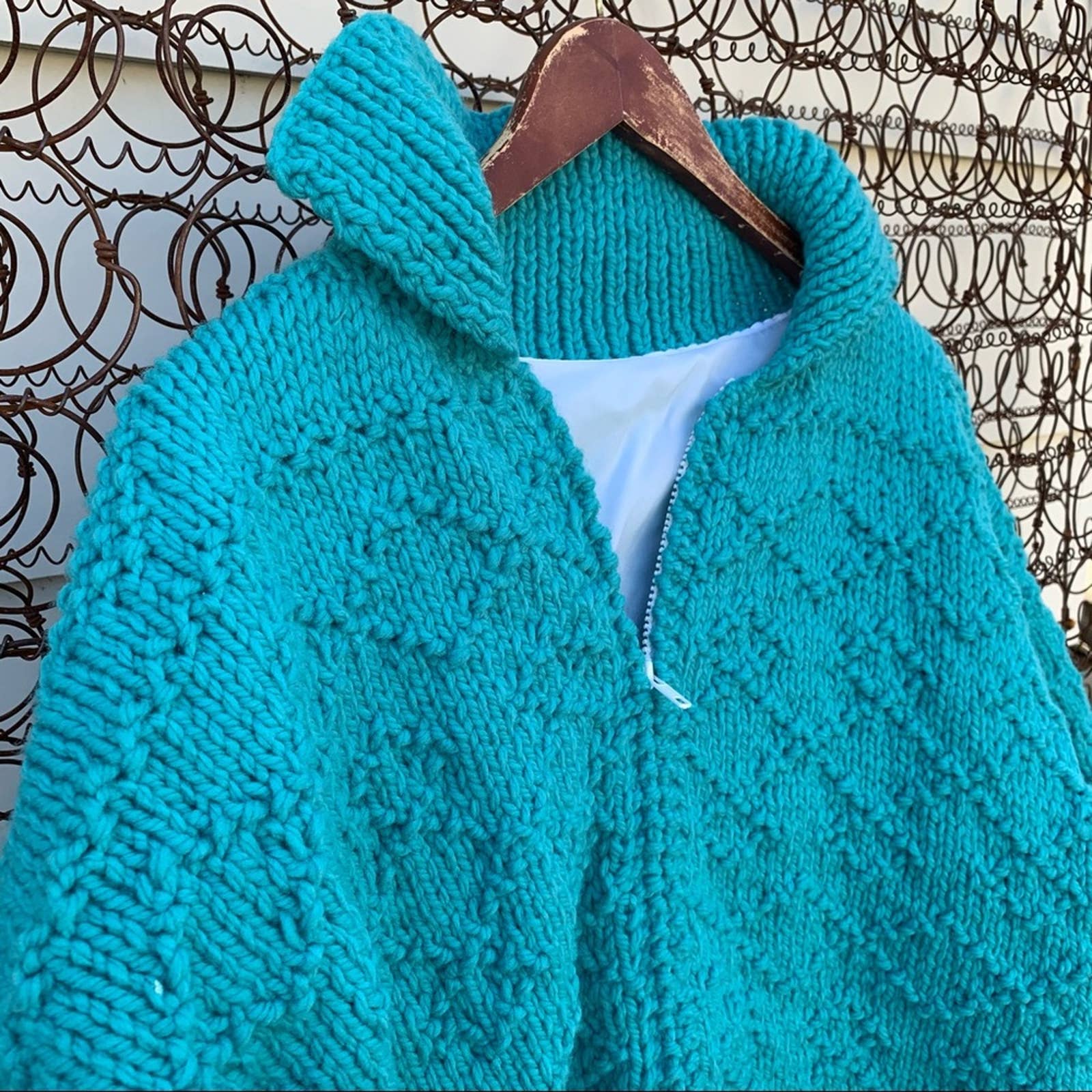 Vintage Handmade Teal Knit Granny Jacket | Shop THRILLING