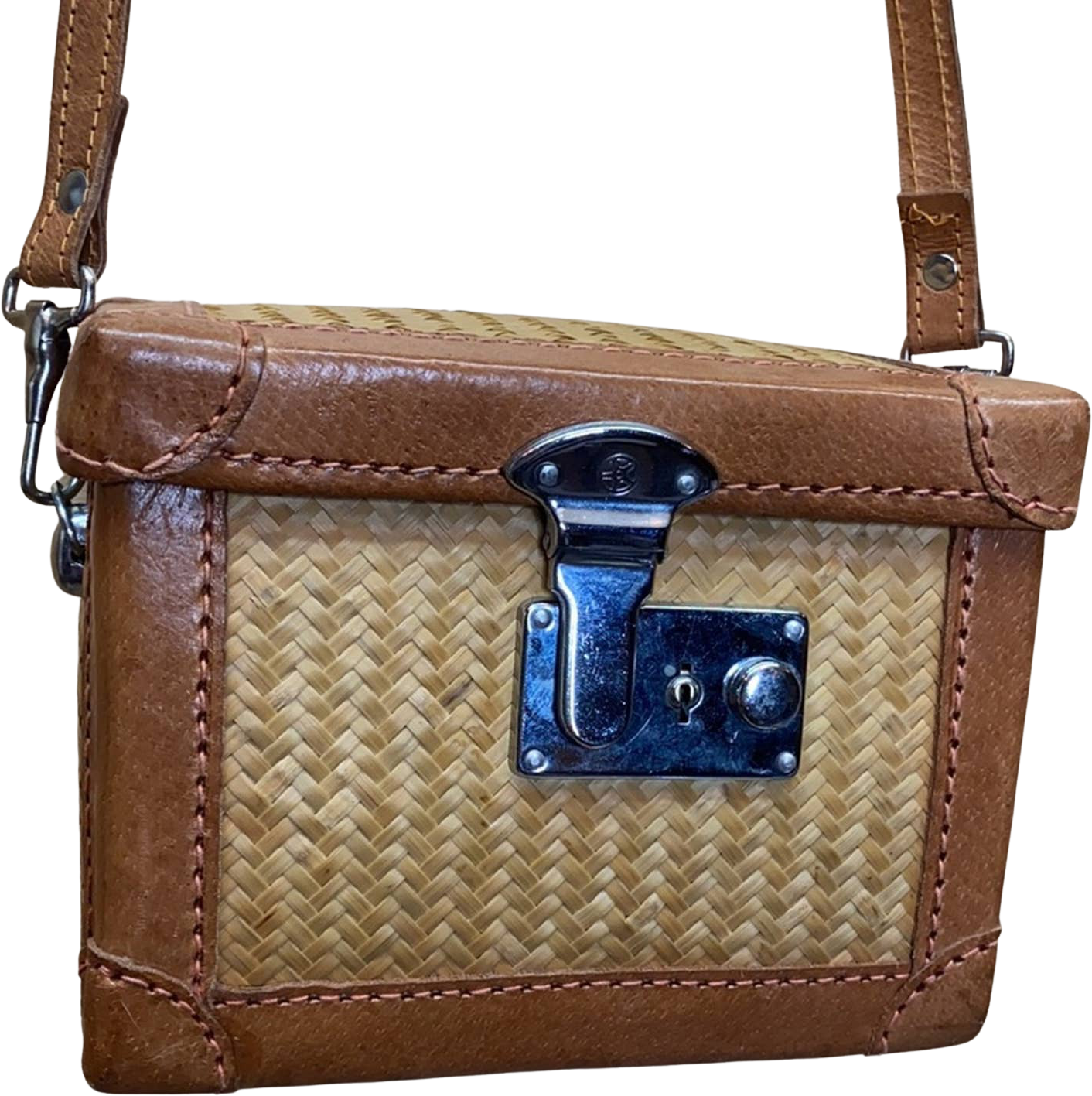 Vintage Beige Leather Basket Weave Crossbody Bag by Giovanni | Shop ...