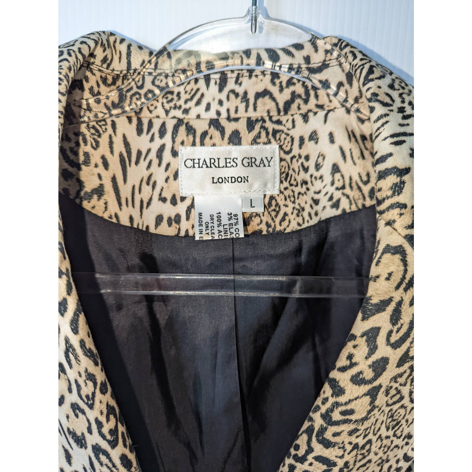Vintage London Blazer Long Line Leopard Animal Print by Charles Gray ...