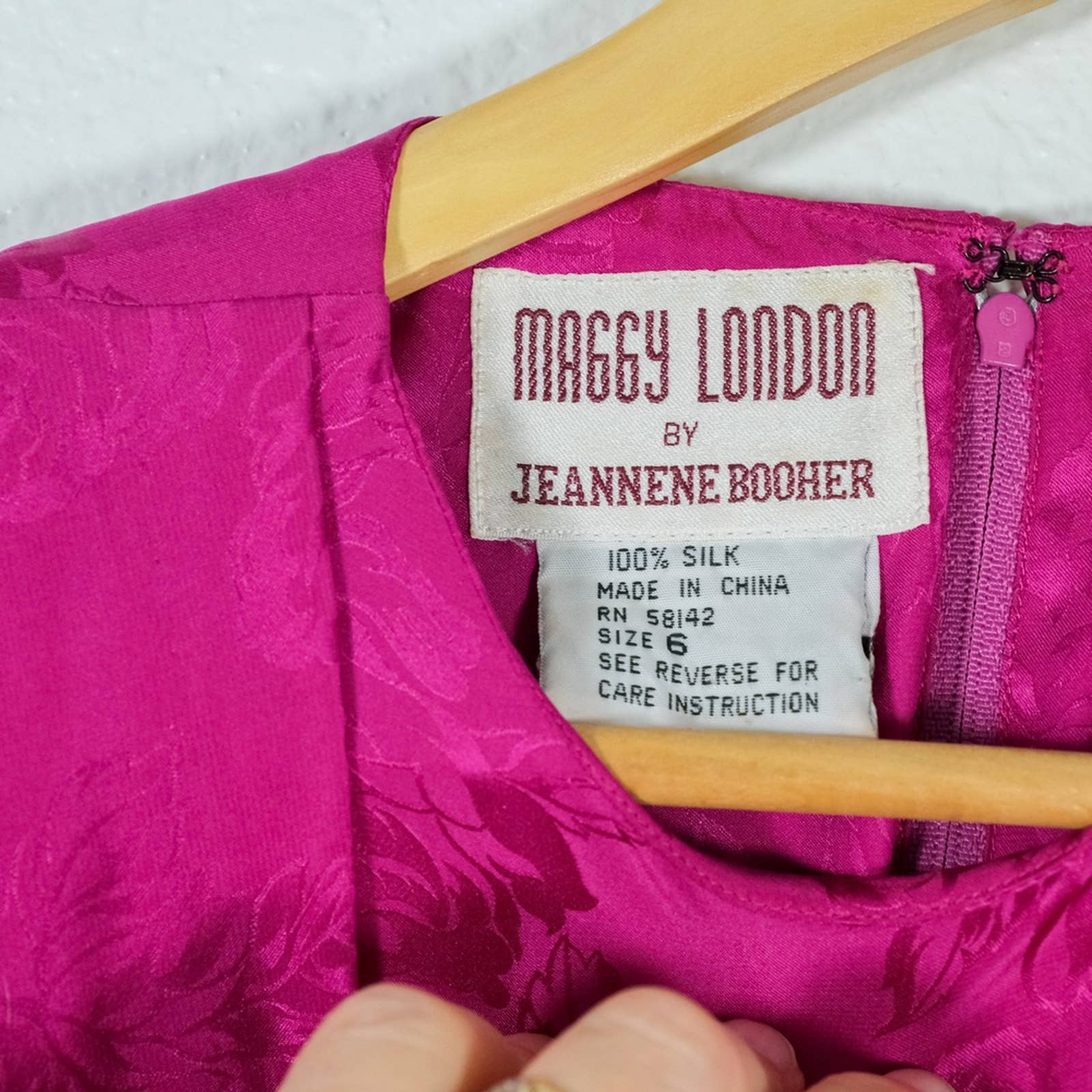 Vintage 80s Pink Floral Silk Wrap Dress Jeannene Booher By Maggie ...