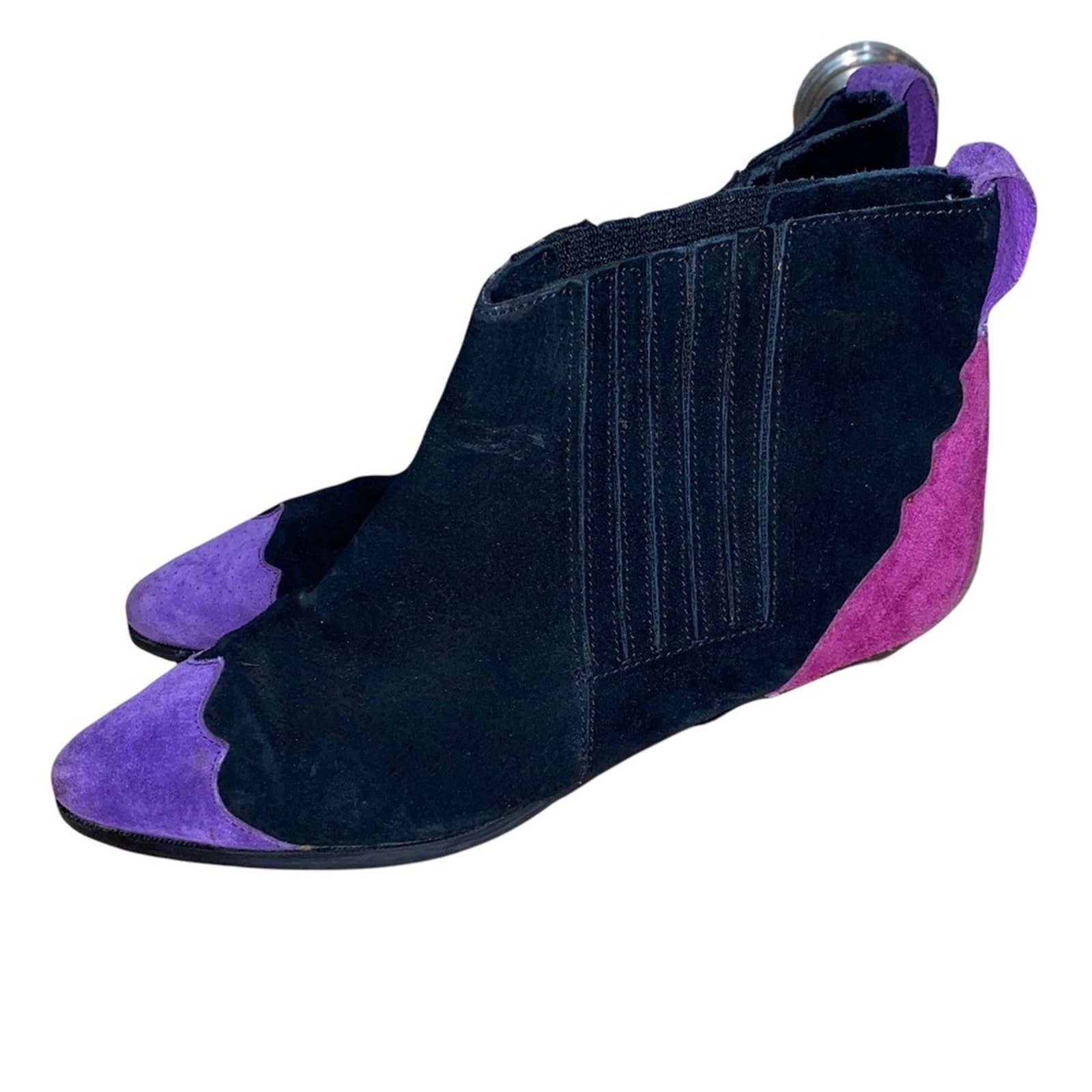 Vintage Current Attractions Colorblock Suede Pointed Toe Booties by Cu ...