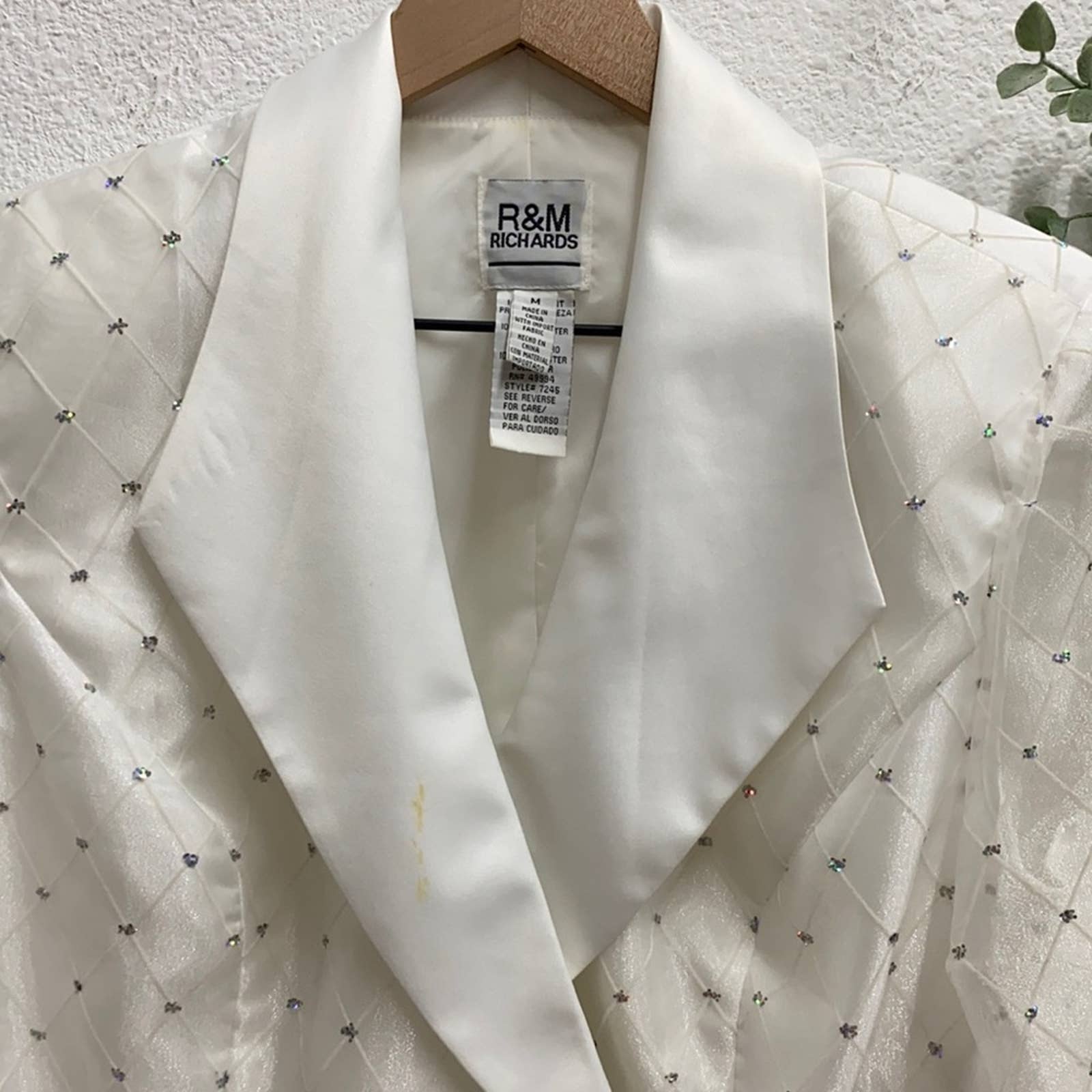 Vintage White Jacket Formal Sheer Breathable Wedding Sparkle M by R ...