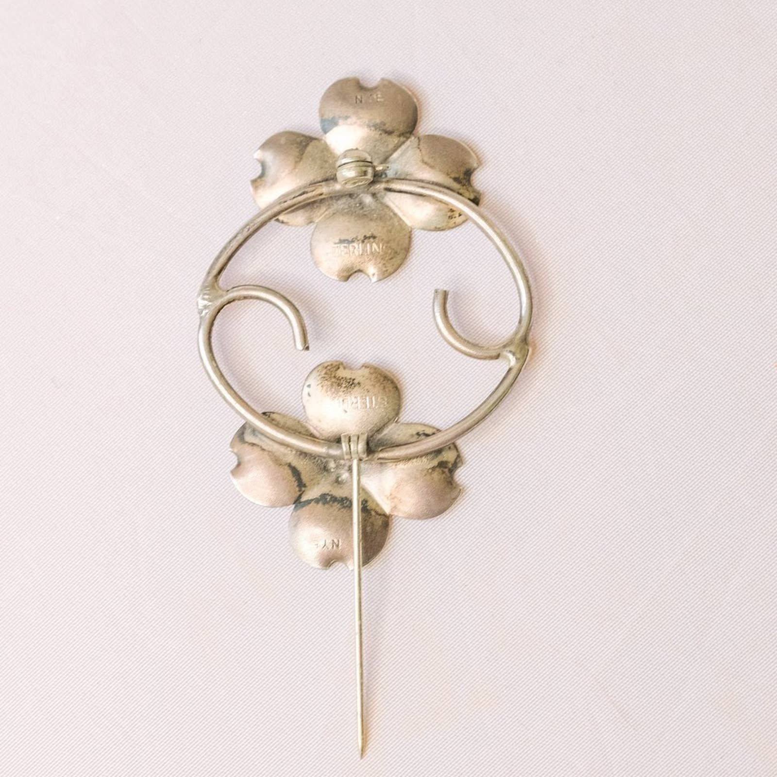 Vintage 70s Double Dogwood Blossom Sterling Silver Brooch By Stuart Nye ...