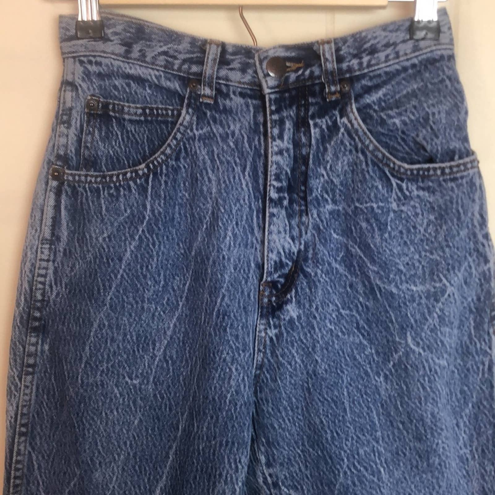 Vintage 80s 90s Ultra High Rise Lightning Bolt Mom Jeans 6 Acid Wash b ...