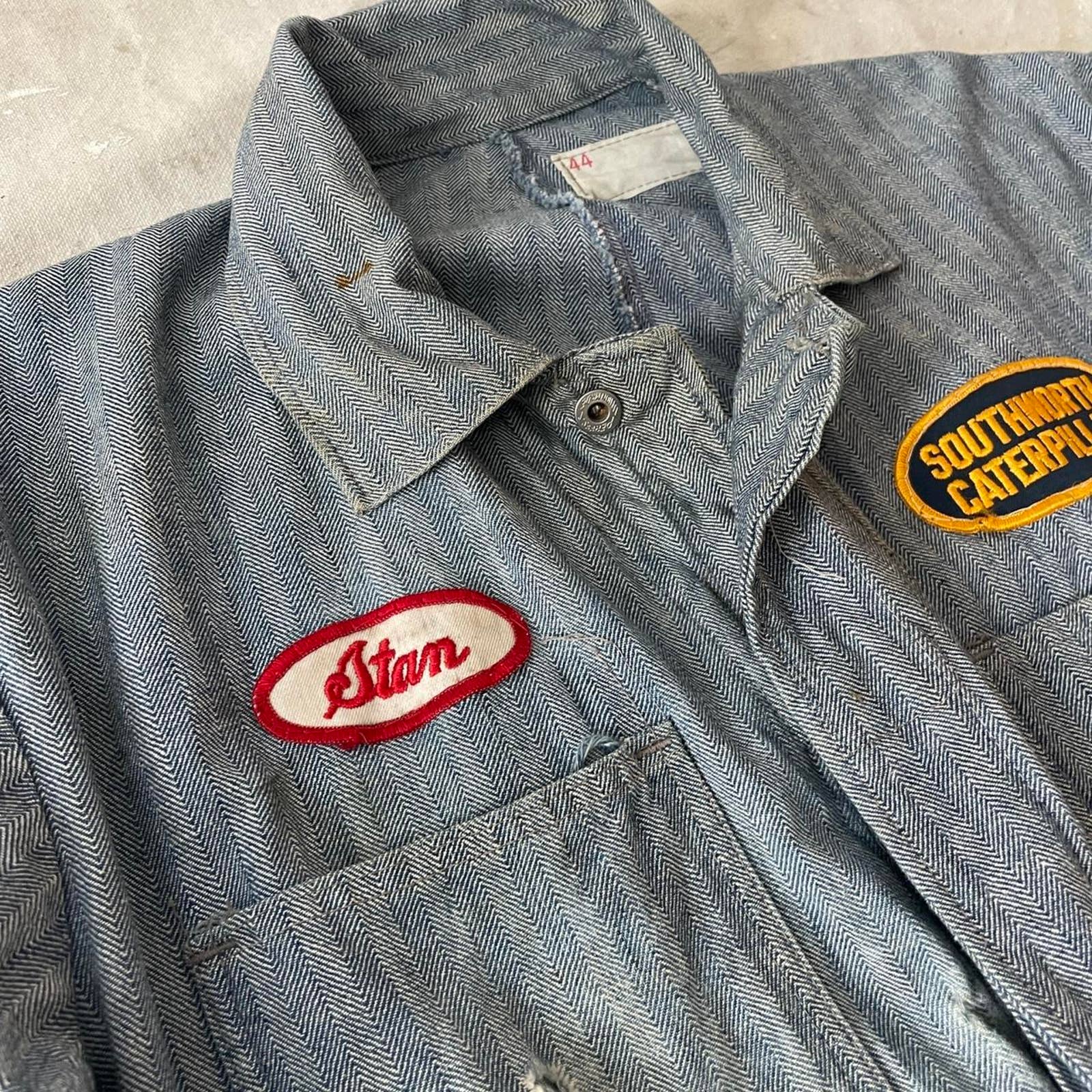 Vintage 60s Hbt Distressed Caterpillar Mechanics Diy Coverall Jacket ...