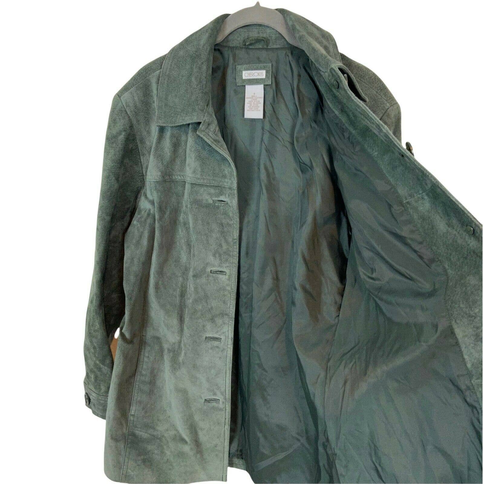 Vintage Cherokee Women's Light Green Suede Long Sleeve Shirt Jacket by ...