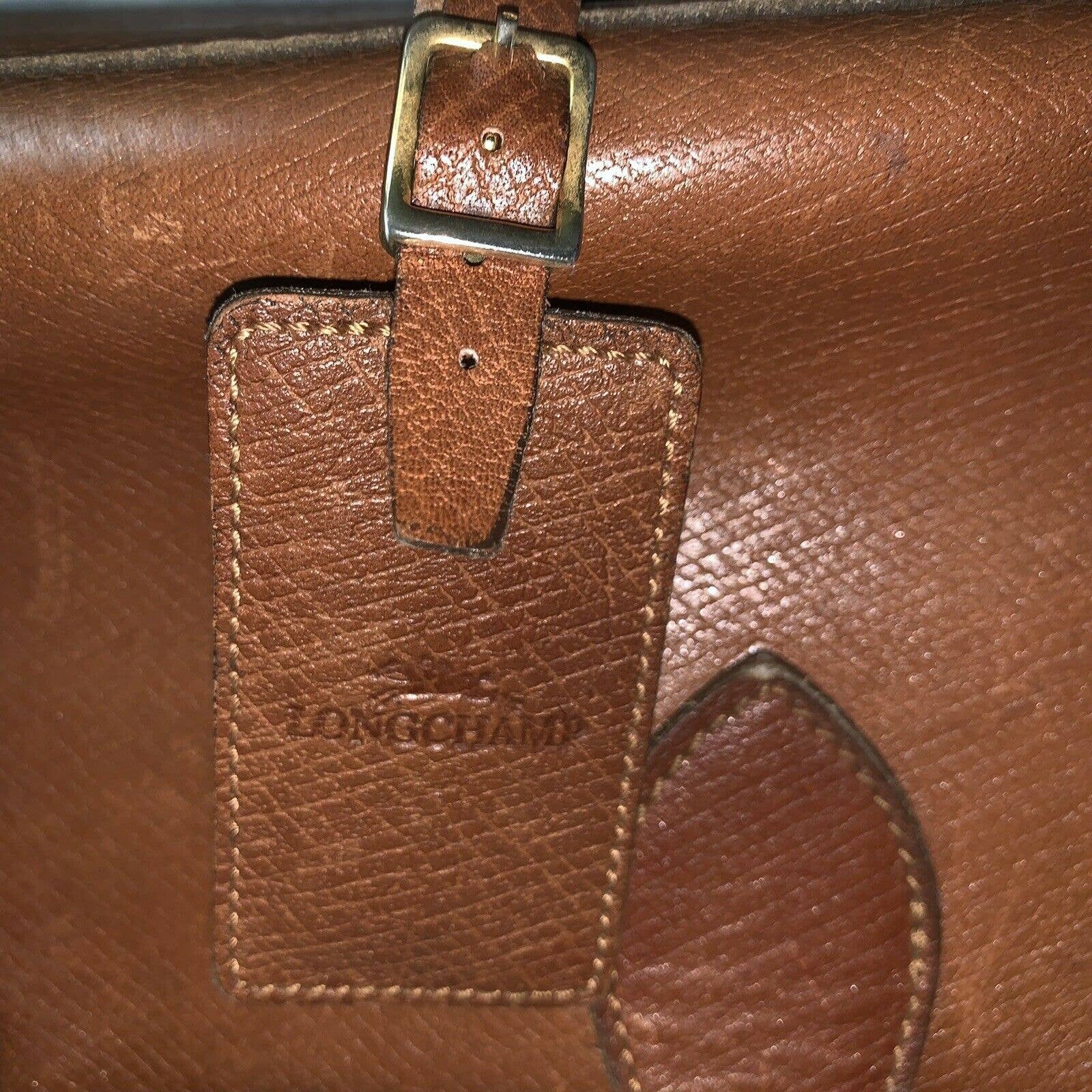 Vintage Brown Leather Laptop Bag by Longchamp | Shop THRILLING