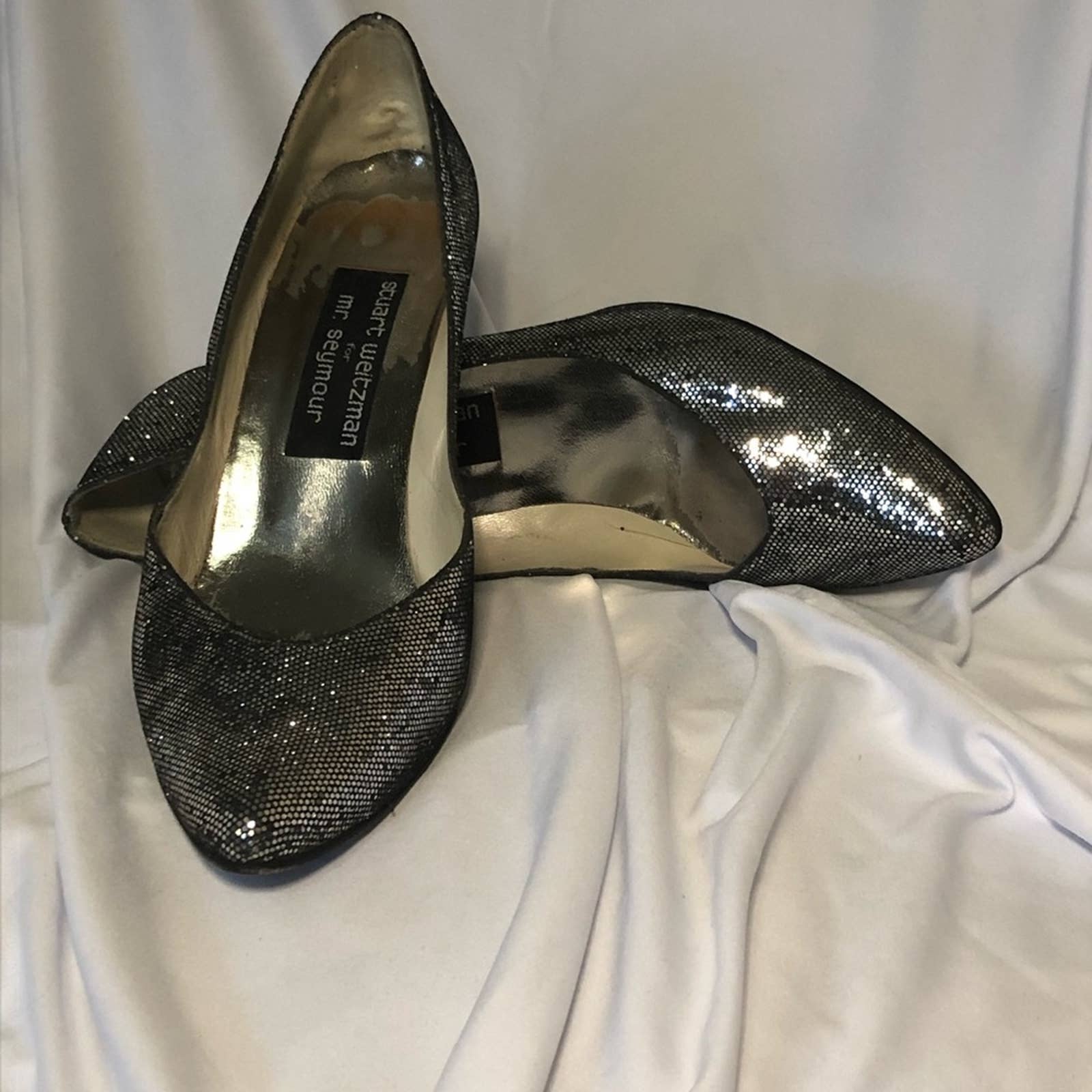 Vintage Silver Glitter Heels by Stuart Weitzman | Shop THRILLING