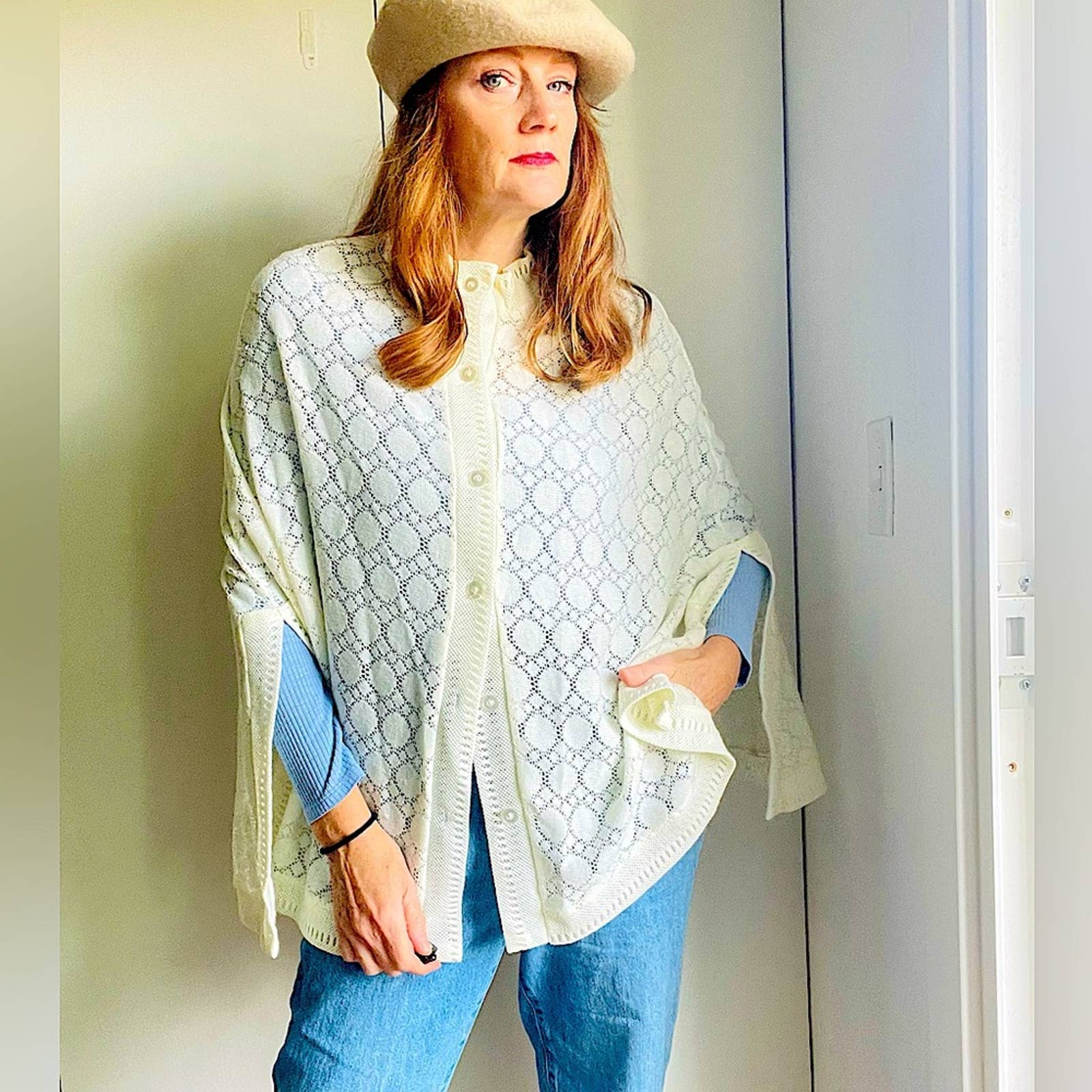 Vintage Granny Cape/shawl Cream Osfm Granny Chic Cottagecore Sunday Be ...