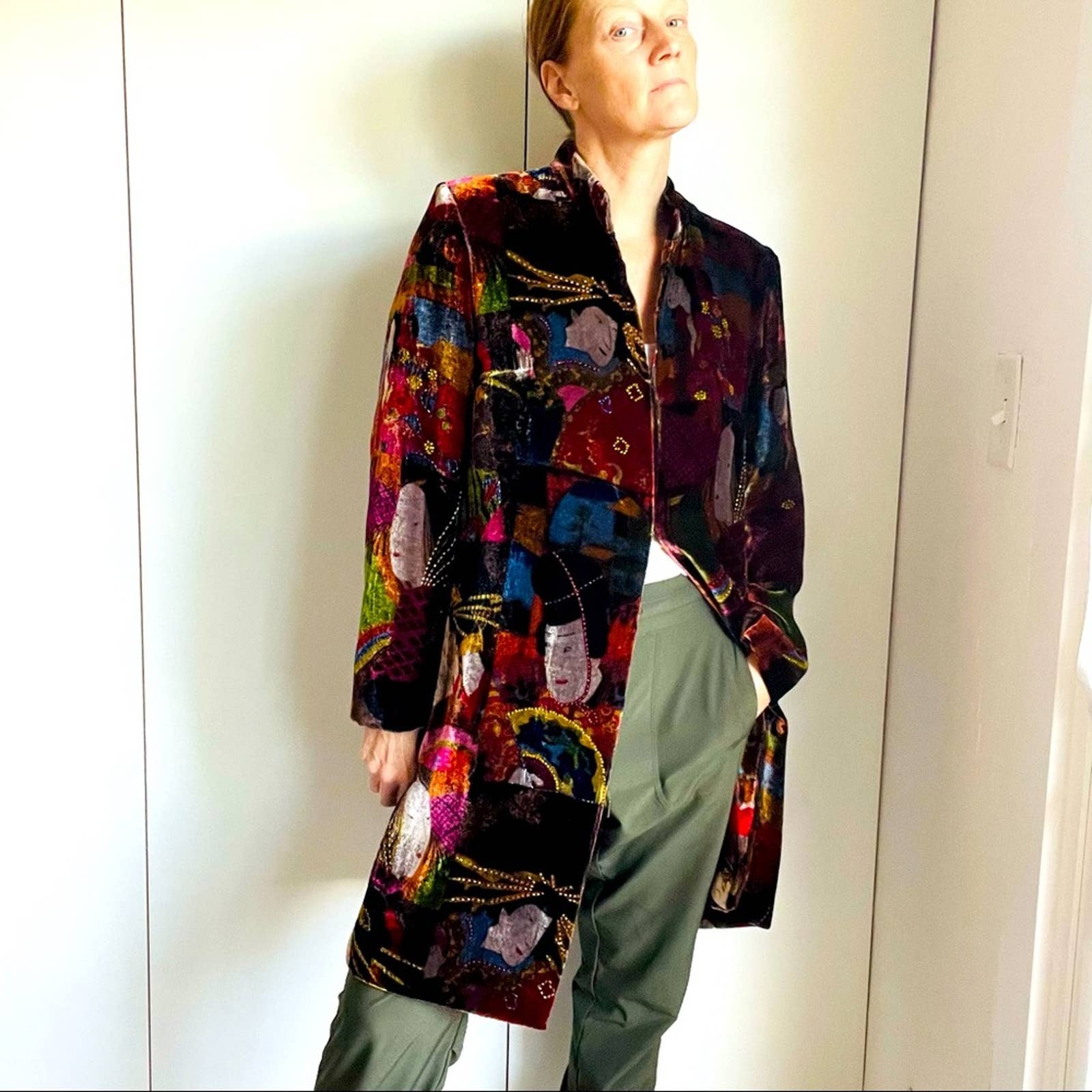 Vintage Silk Velvet Beaded Evening Duster Jacket by Neiman Marcus ...